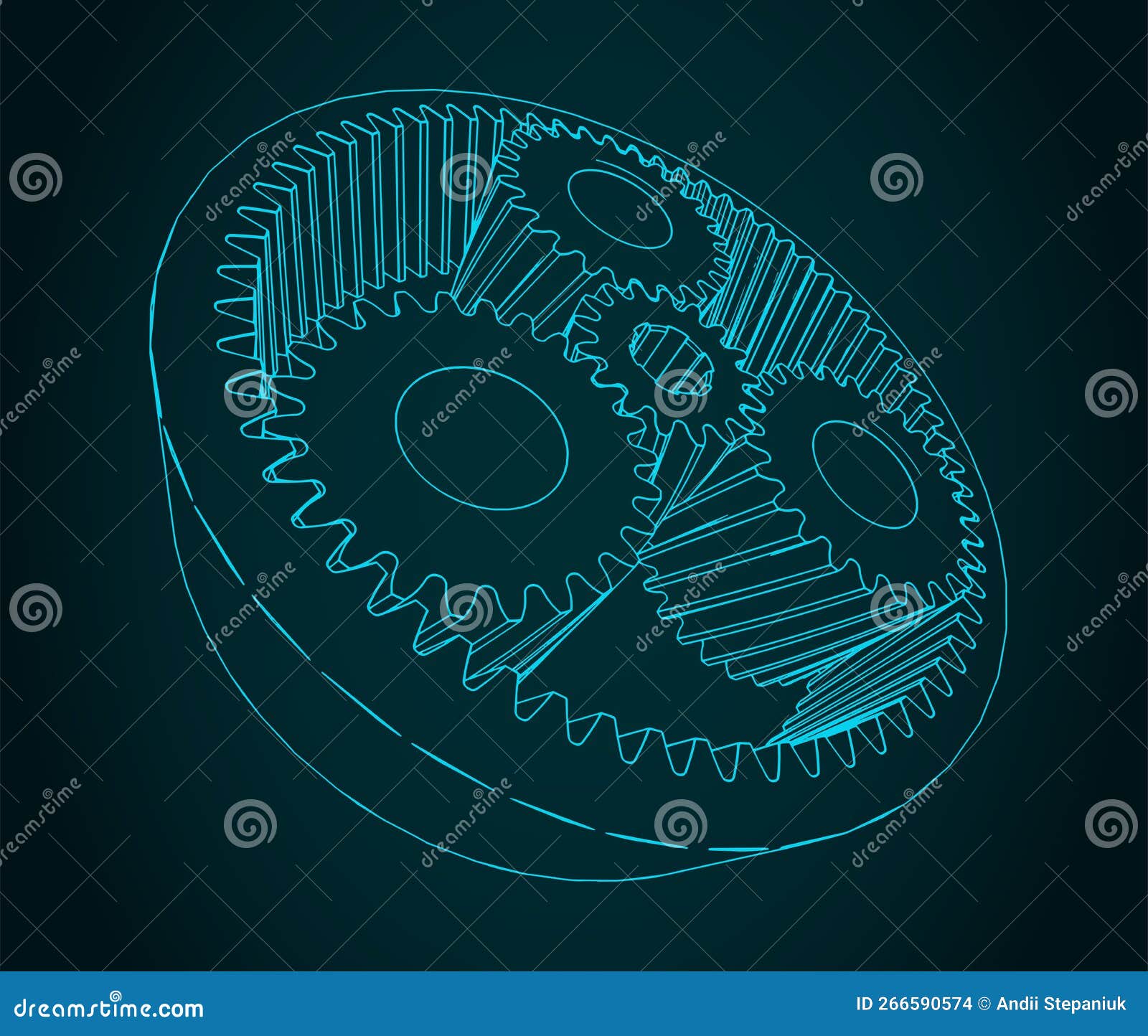 Planetary gears stock vector. Illustration of sketches - 266590574