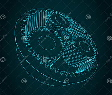 Planetary gears stock vector. Illustration of sketches - 266590574