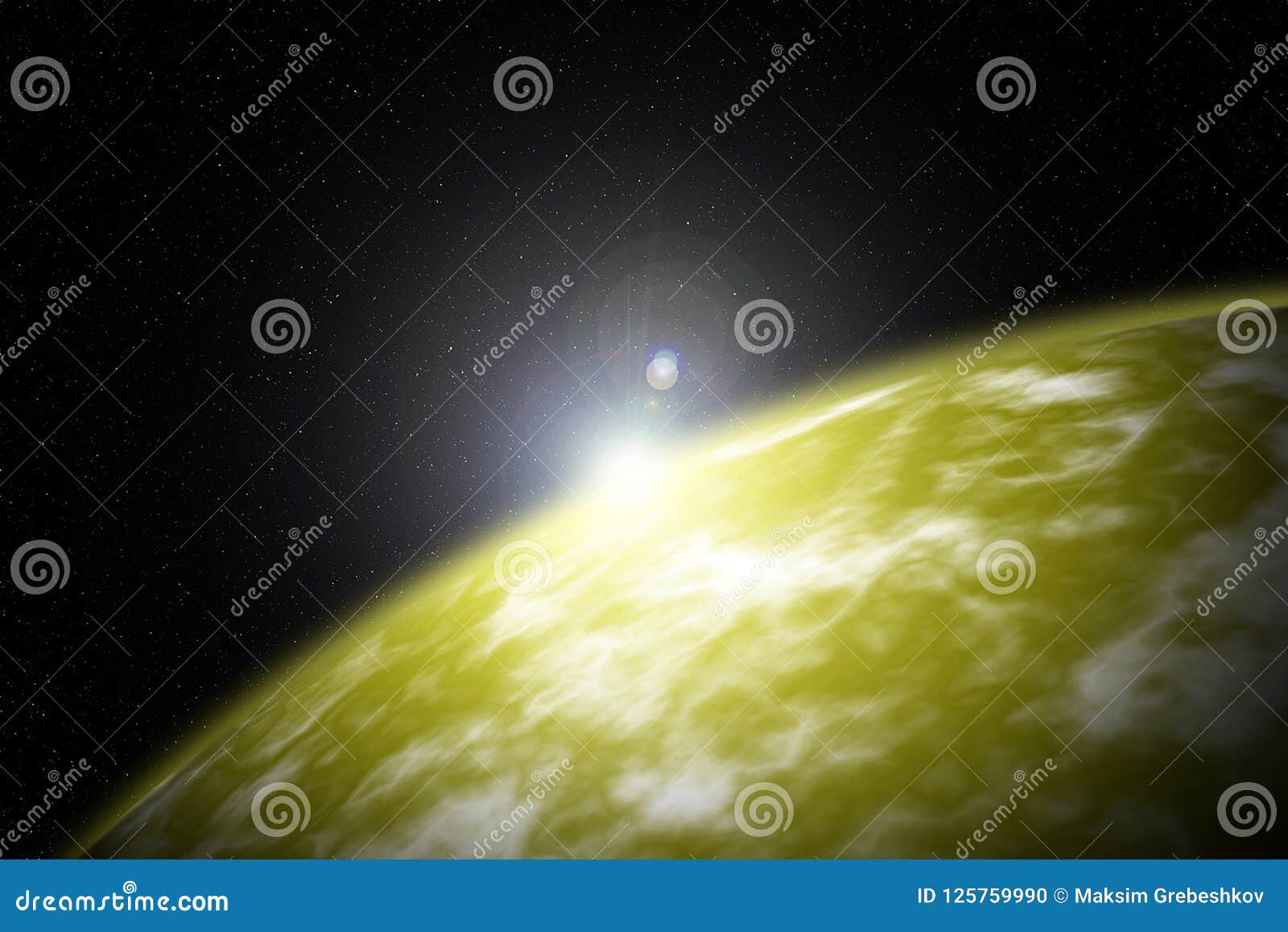 Planetary Horizon in Deep Space Stock Illustration - Illustration of ...
