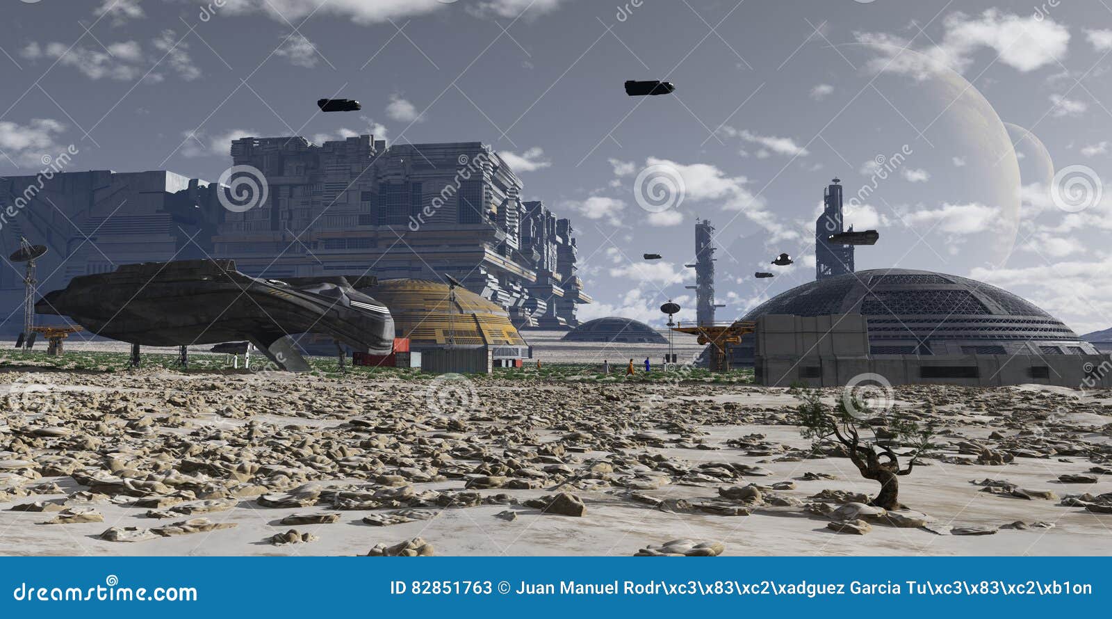 Planetary human colony stock illustration. Illustration of space - 82851763