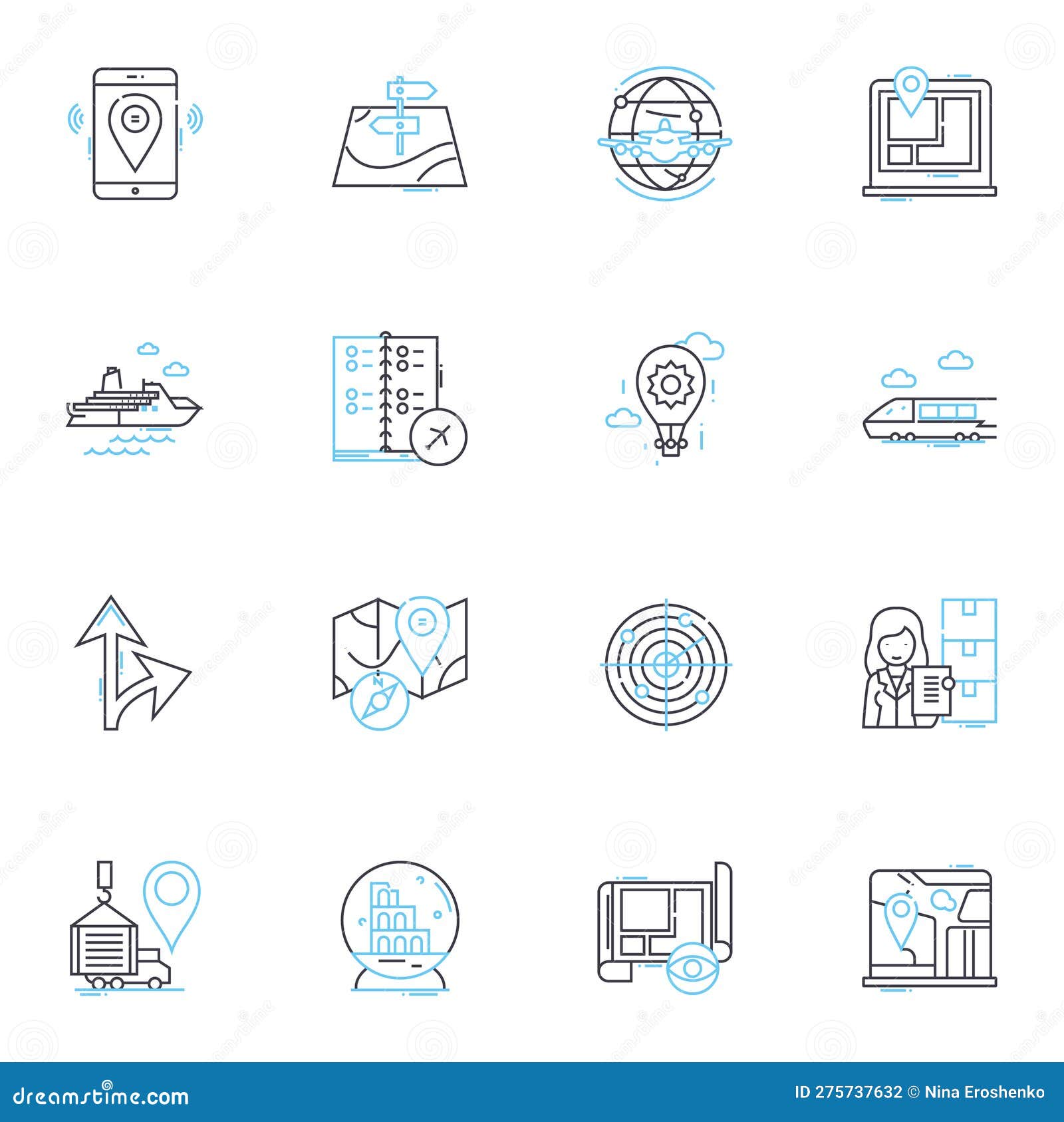 Planetary Migration Linear Icons Set. Exoplanets, Gravitational, Orbit ...
