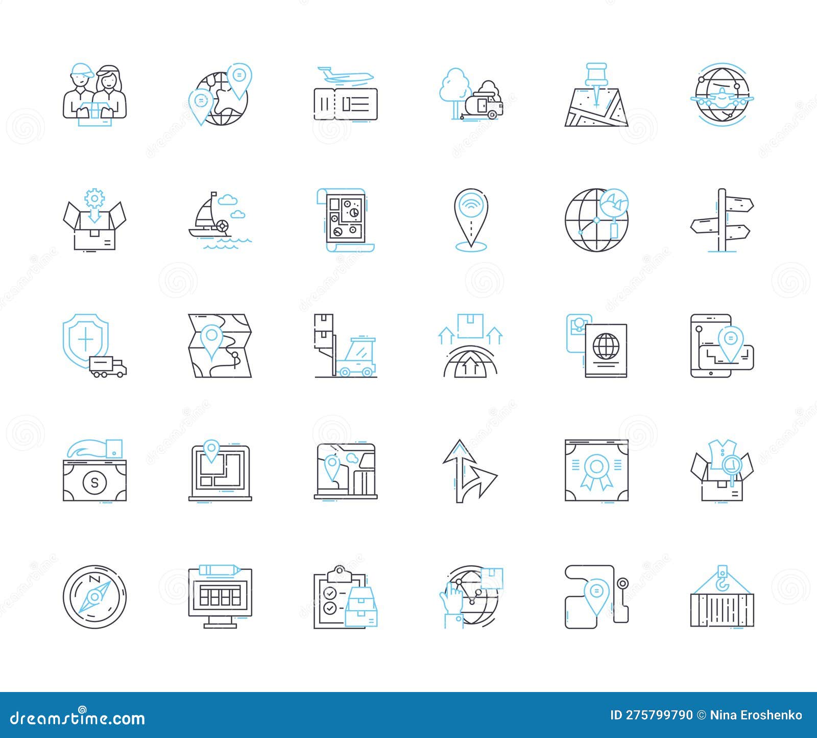 Planetary Migration Linear Icons Set. Exoplanets, Gravitational, Orbit ...