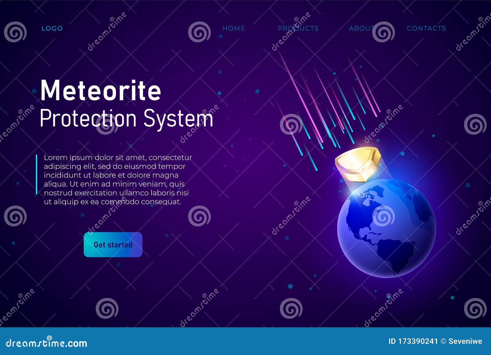 Planetary Protection Illustration, Webpage Template Header. Protection ...