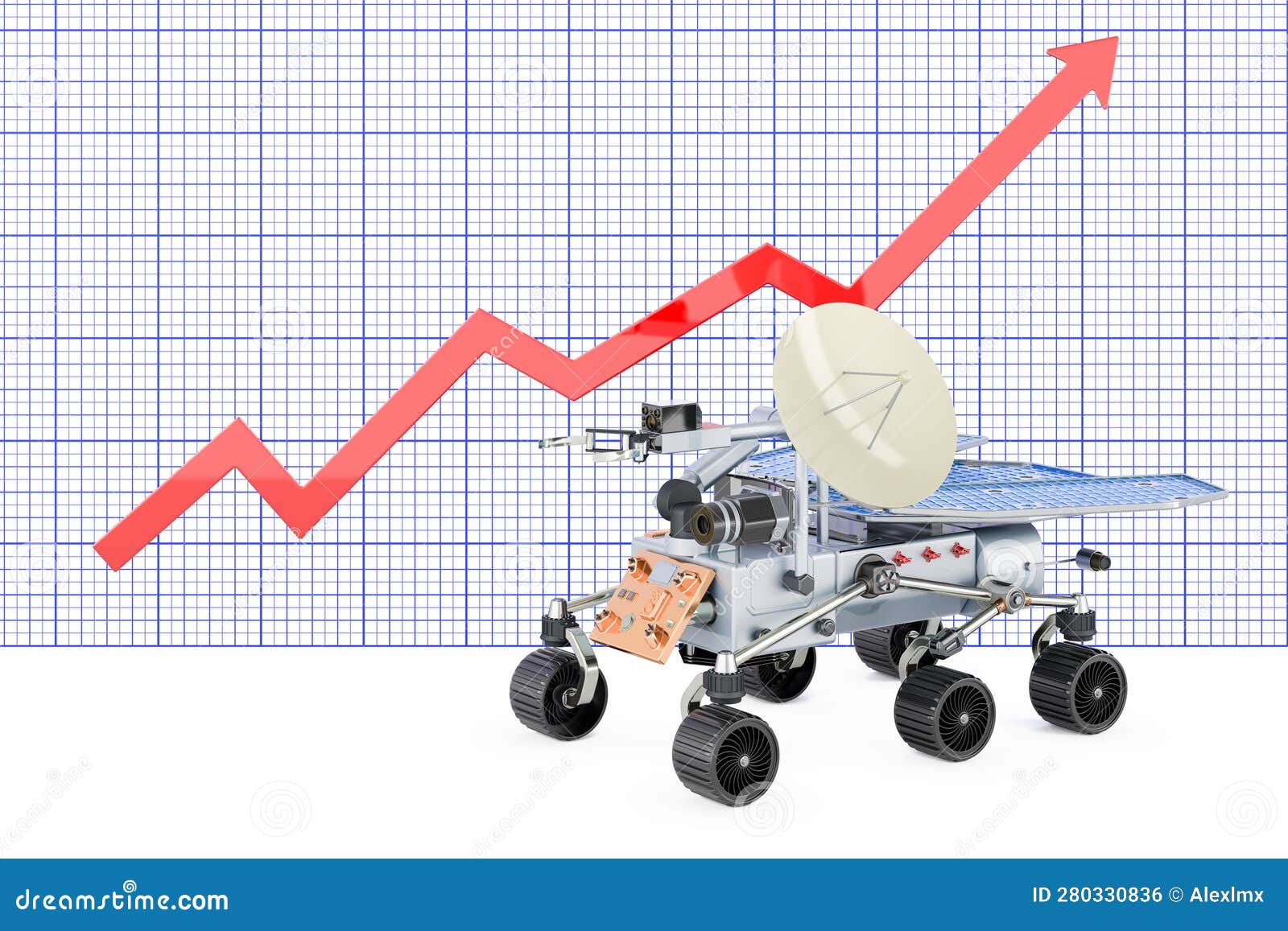 Planetary Rover with Growing Chart, 3D Rendering Stock Illustration ...