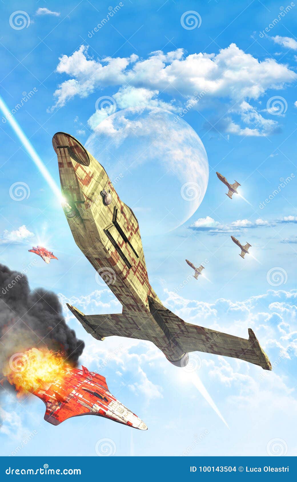 Planetary space battle stock illustration. Illustration of mountain ...