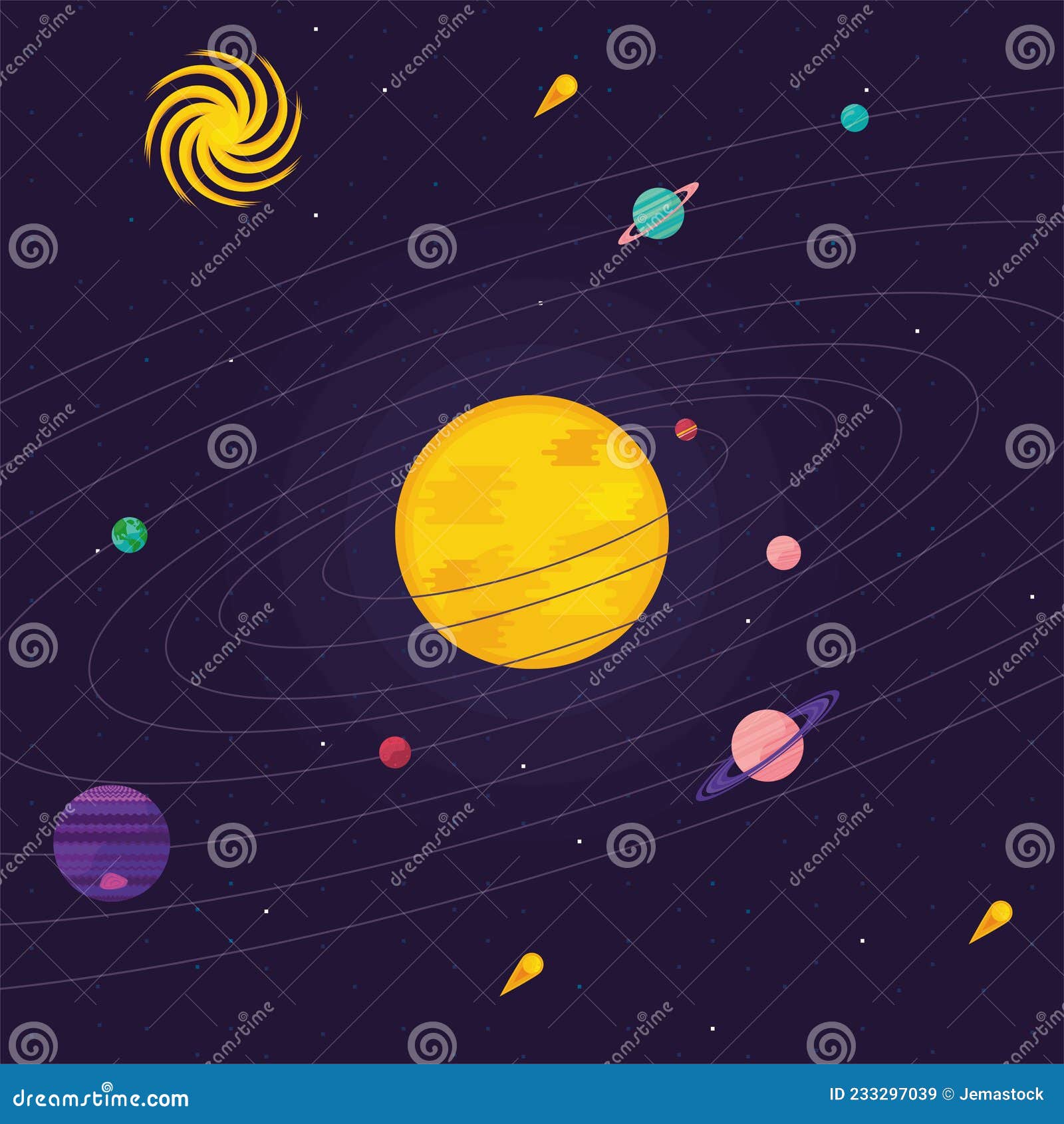 Planetas Orbitando El Universo Ilustración del Vector - Ilustración de ...