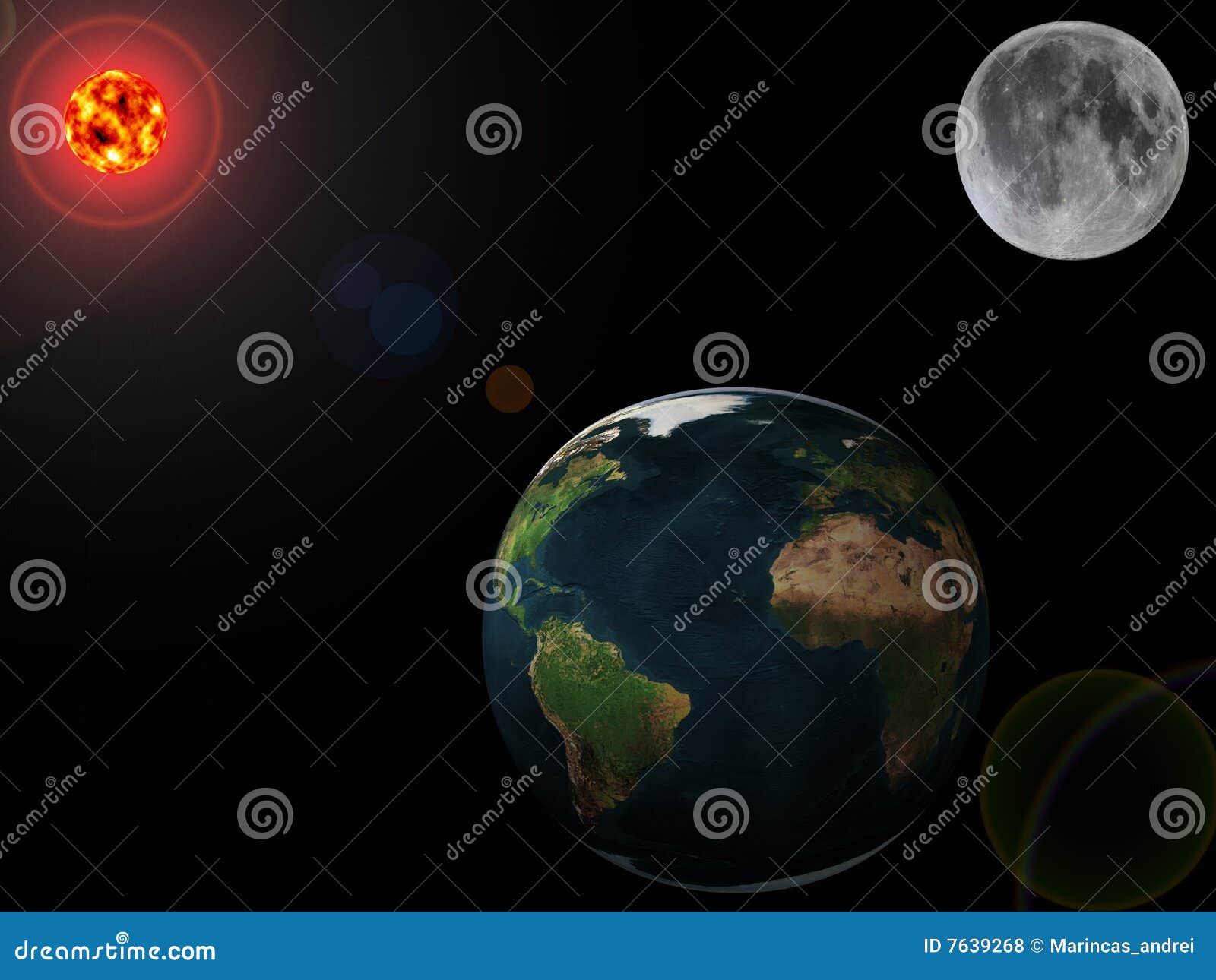 Planetas - Terra, Lua E Sol Ilustração Stock - Ilustração de planeta ...