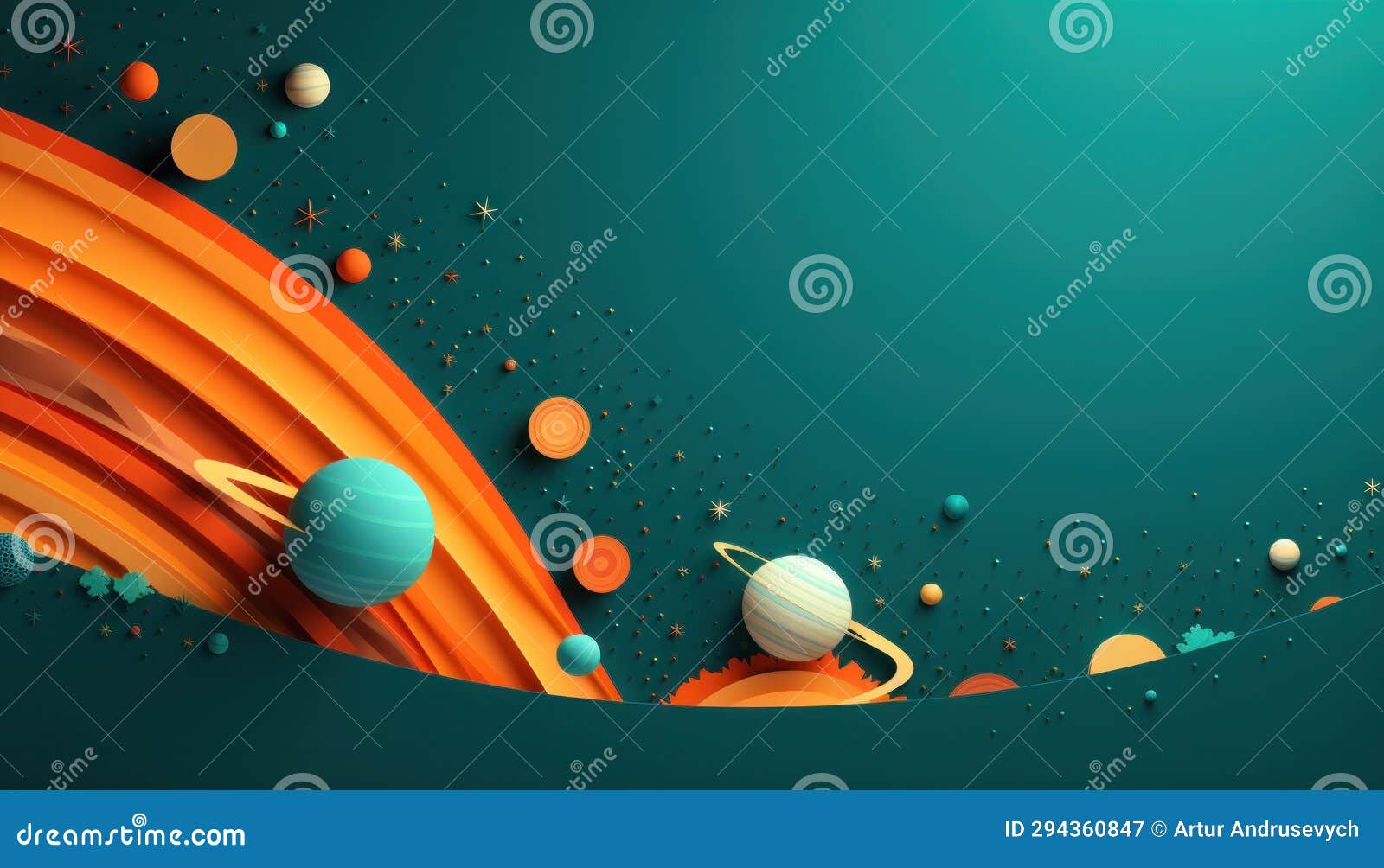 Planets Abstract Galaxy Art. 3d Paper Cut Style Stock Illustration ...