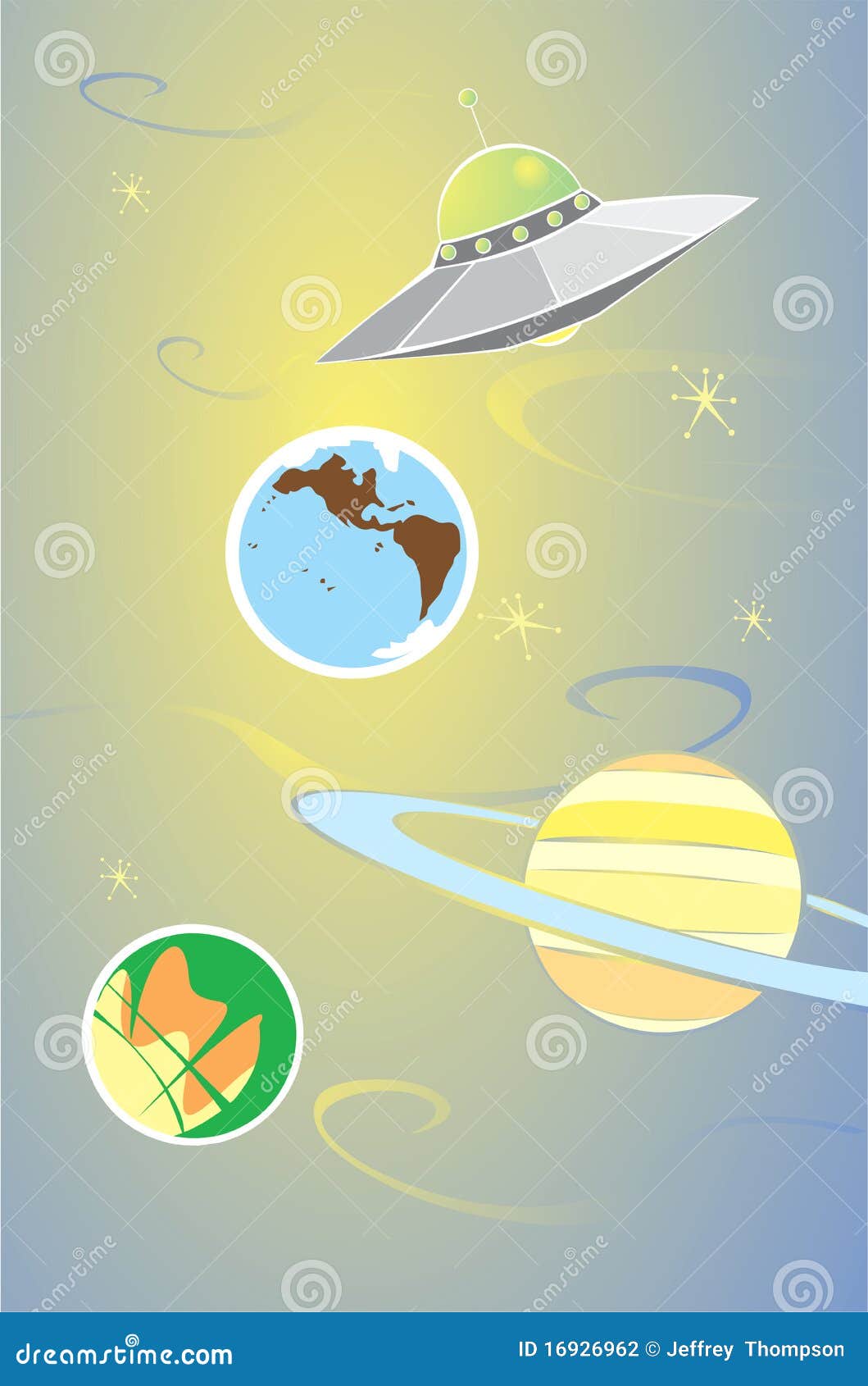 Retro Solar System Map Cartoon Vector | CartoonDealer.com #9489785