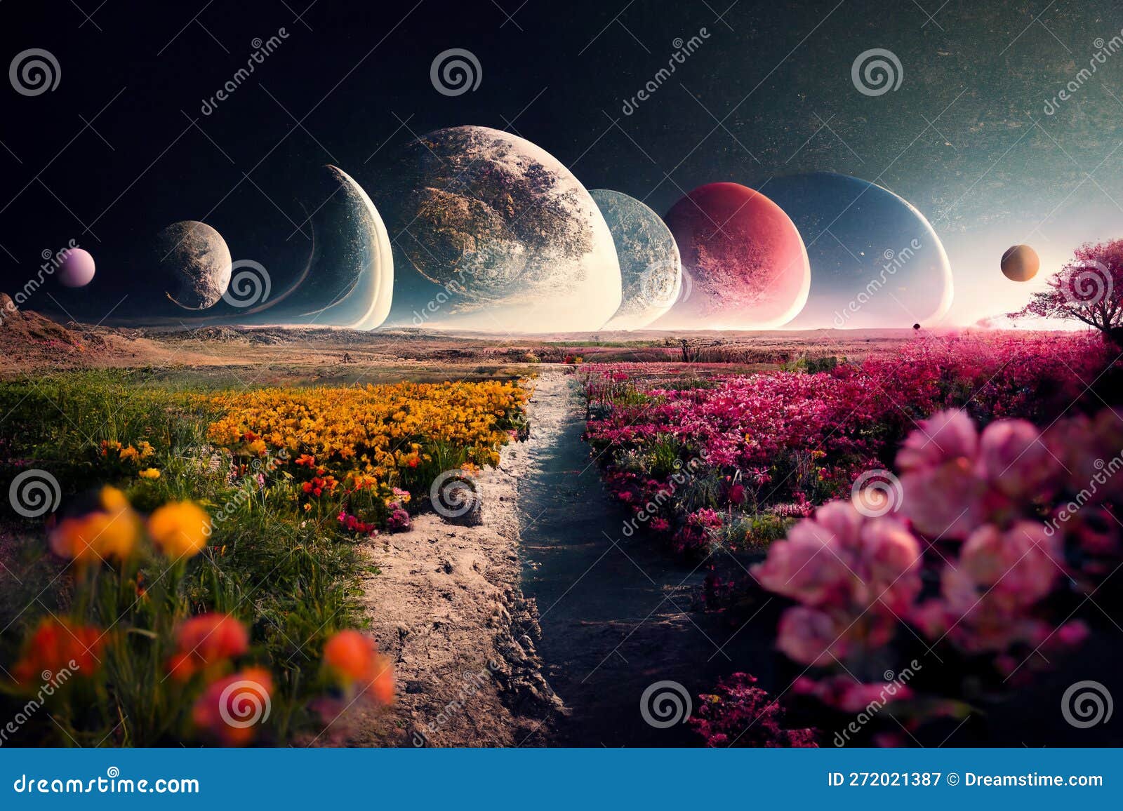 The Planets Aligned in Spring Concept Illustration Stock Illustration ...
