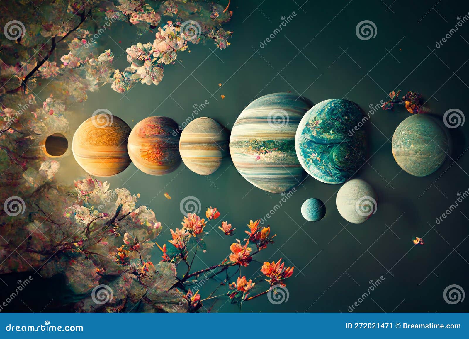 The Planets Aligned in Spring Concept Illustration Stock Illustration ...