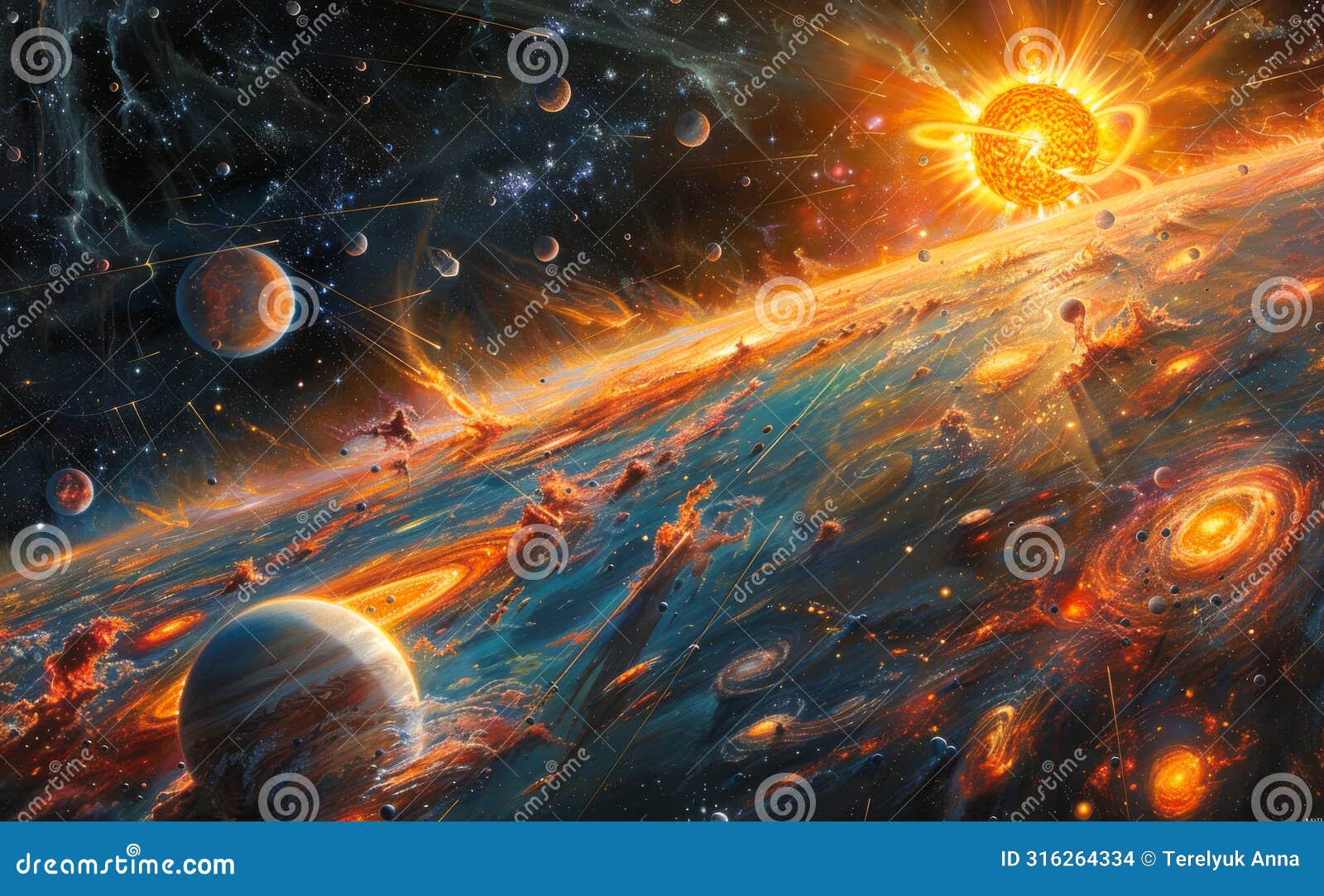 Planets and Asteroids in the Outer Space Abstract Wallpaper Stock Photo - Image of background ...