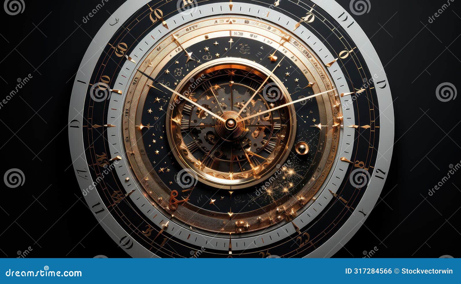 Planets astronomical clock stock illustration. Illustration of ...