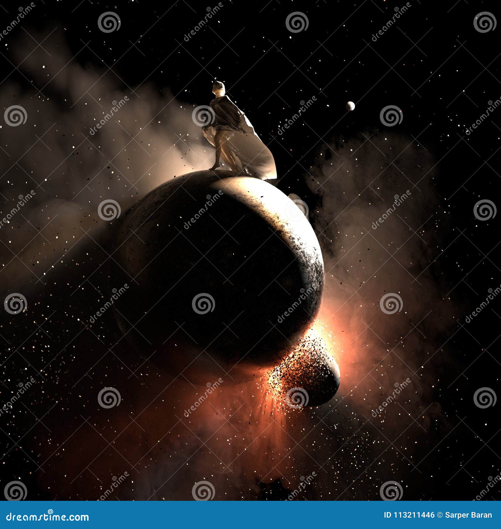 Planets collide stock photo. Image of collide, space - 113211446