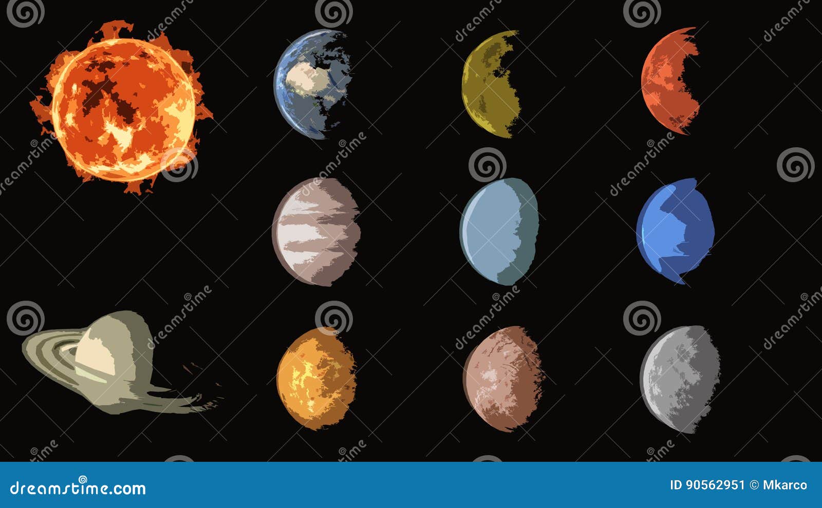 Planets Comic Collection, Solar System Stock Illustration ...