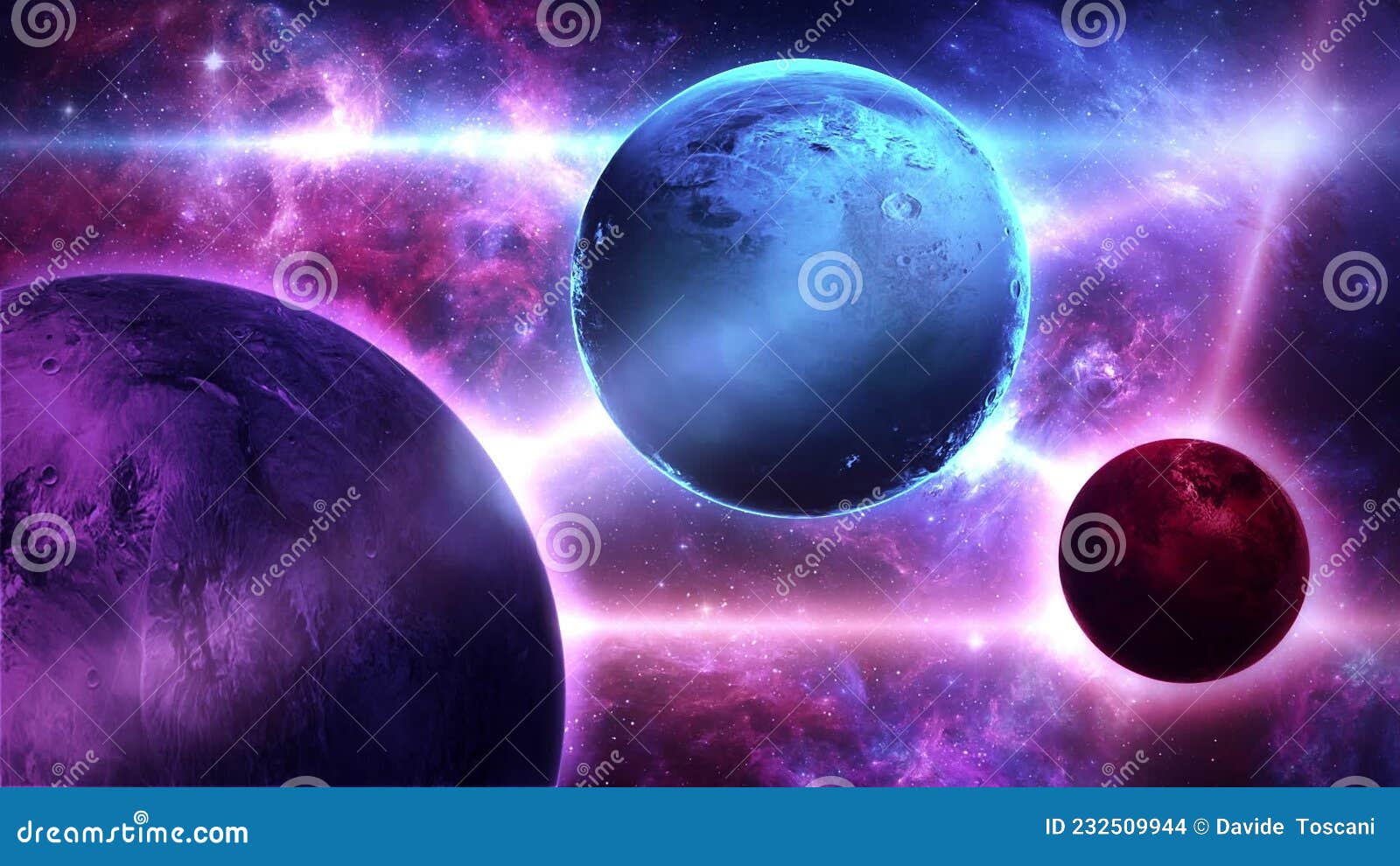 3 Planets Connection in Outer Space - Loop Abstract Background Stock ...
