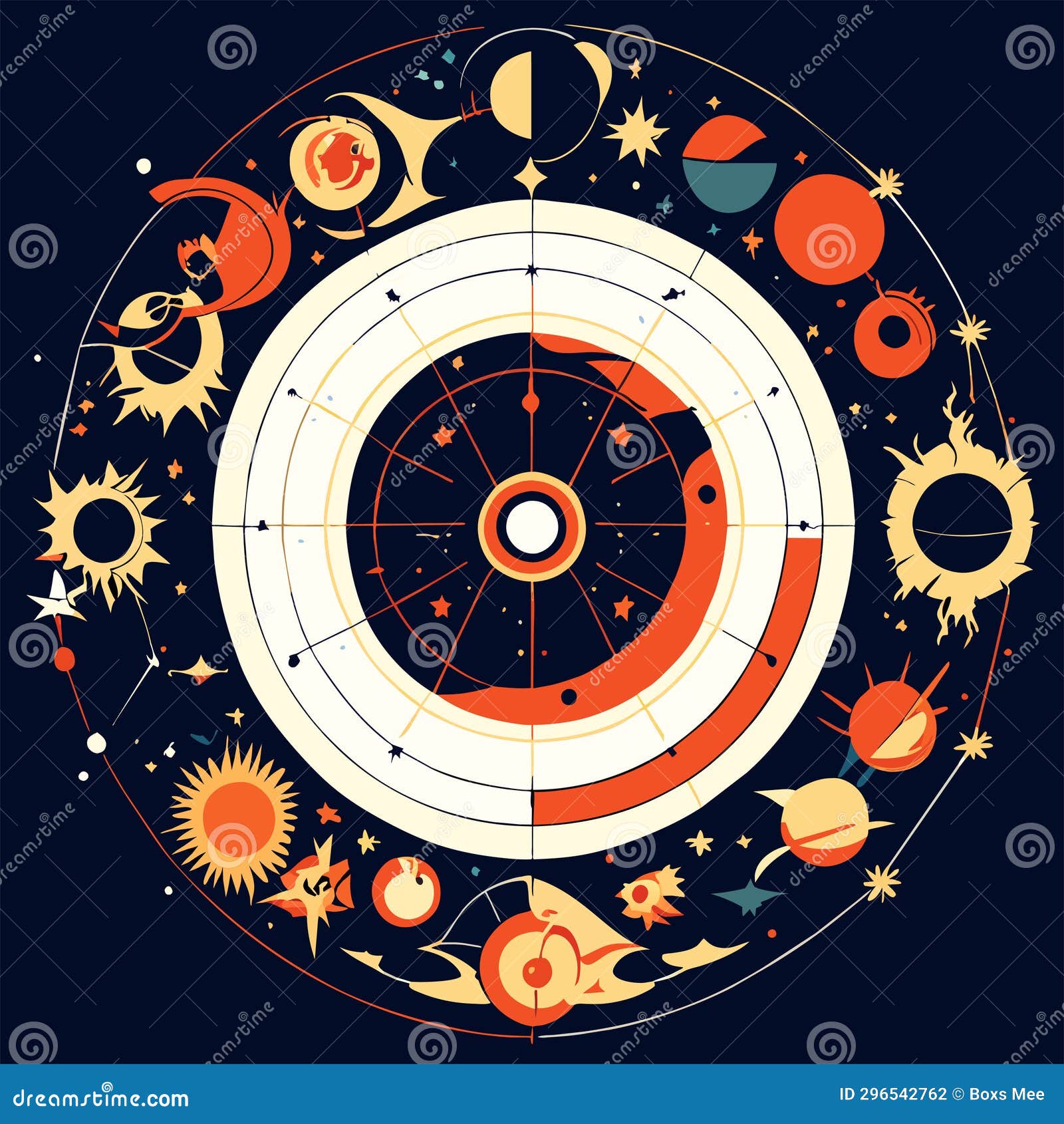 Planets and Constellations of the Solar System. Vector Illustration ...