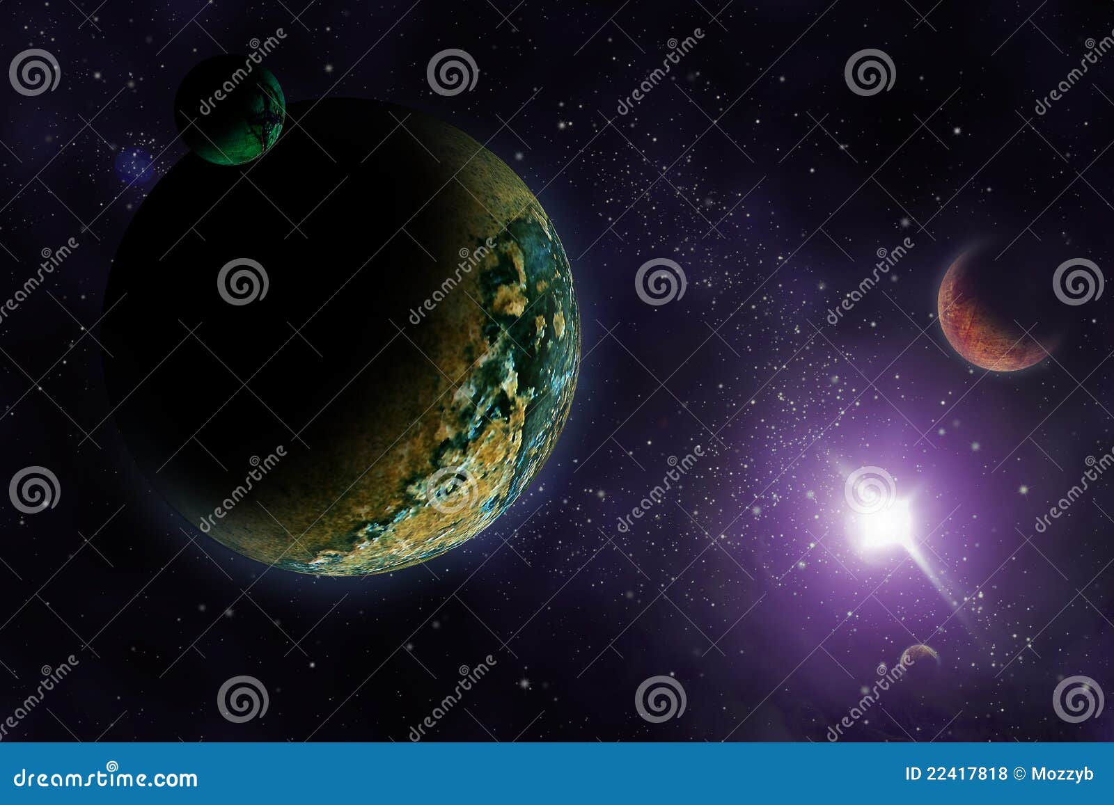 Deep Dark Space With Terrestrial Exoplanets And Asteroids Royalty-Free ...