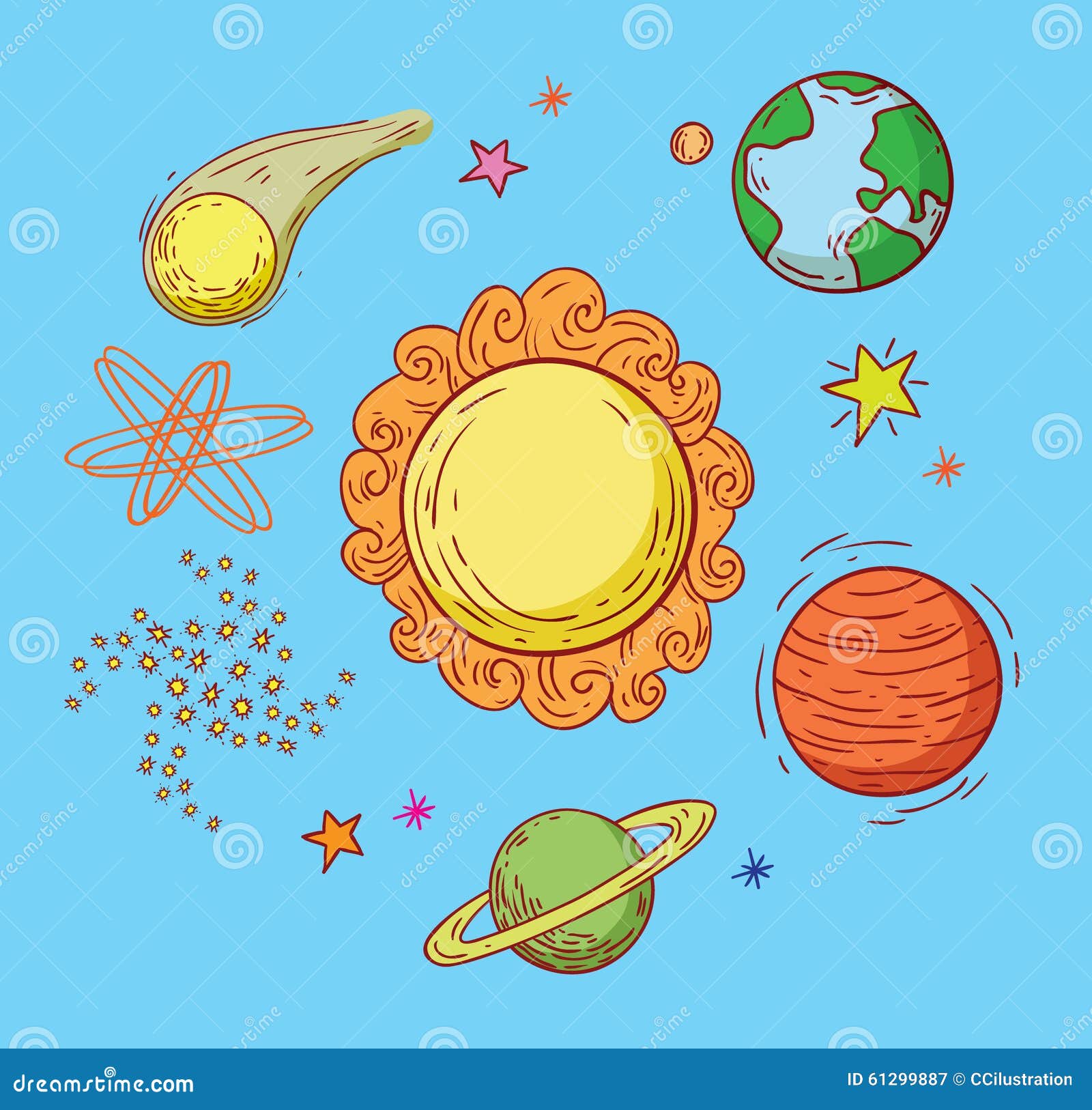 Planets Doodle, Hand Drawn Illustration Stock Vector - Illustration of ...