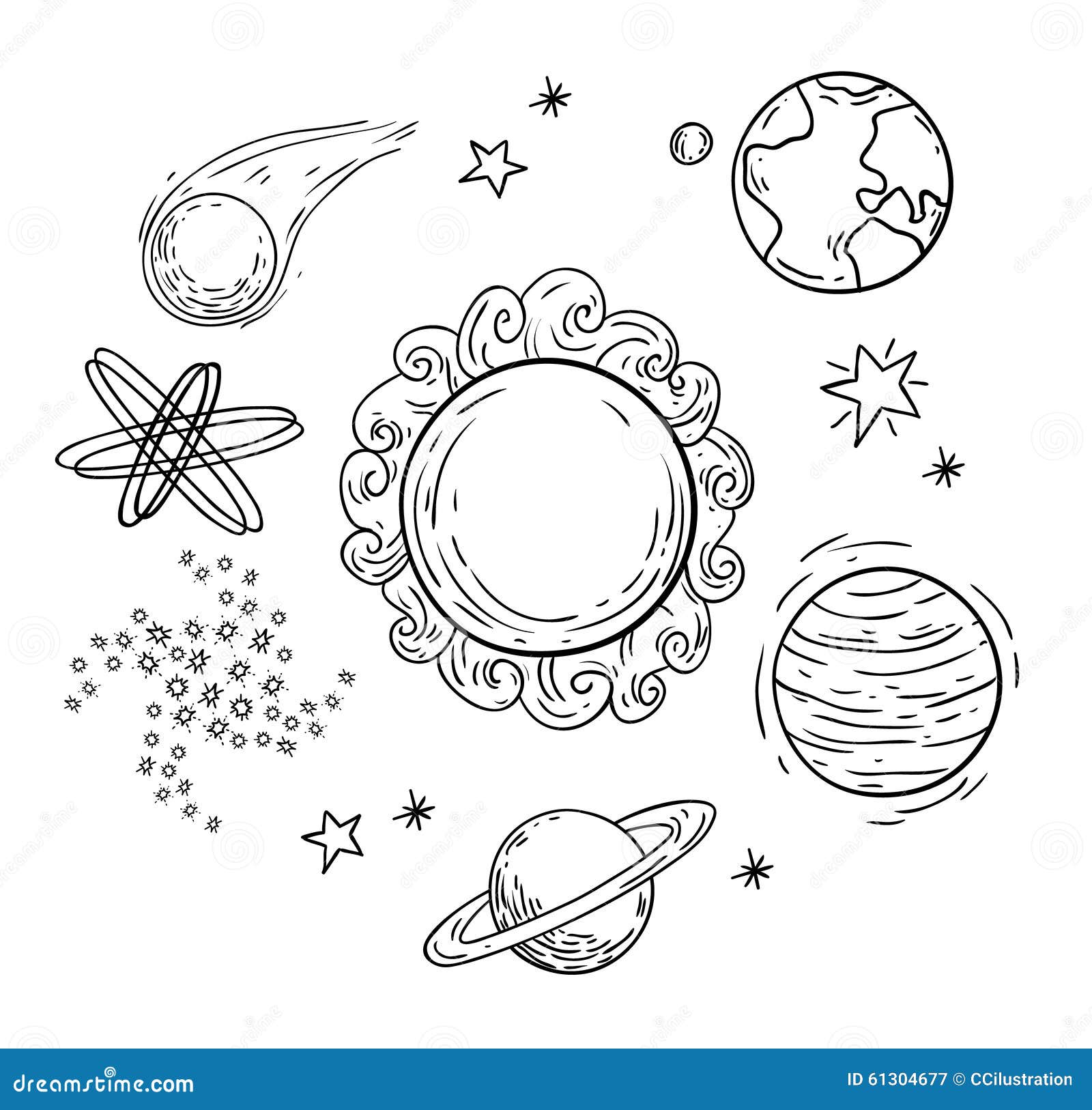 Planets Doodle, Hand Drawn Illustration Stock Vector - Illustration of ...