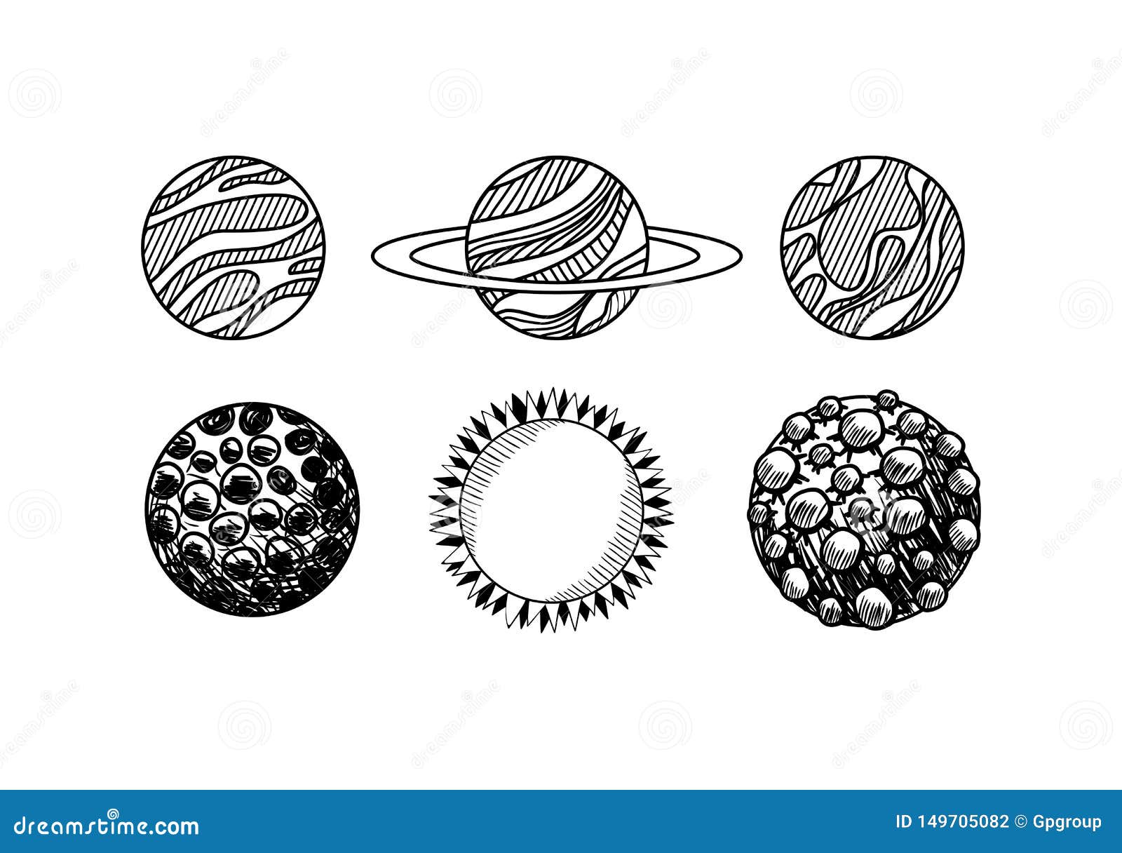 Planets Draws of Solar System Design Stock Vector - Illustration of ...
