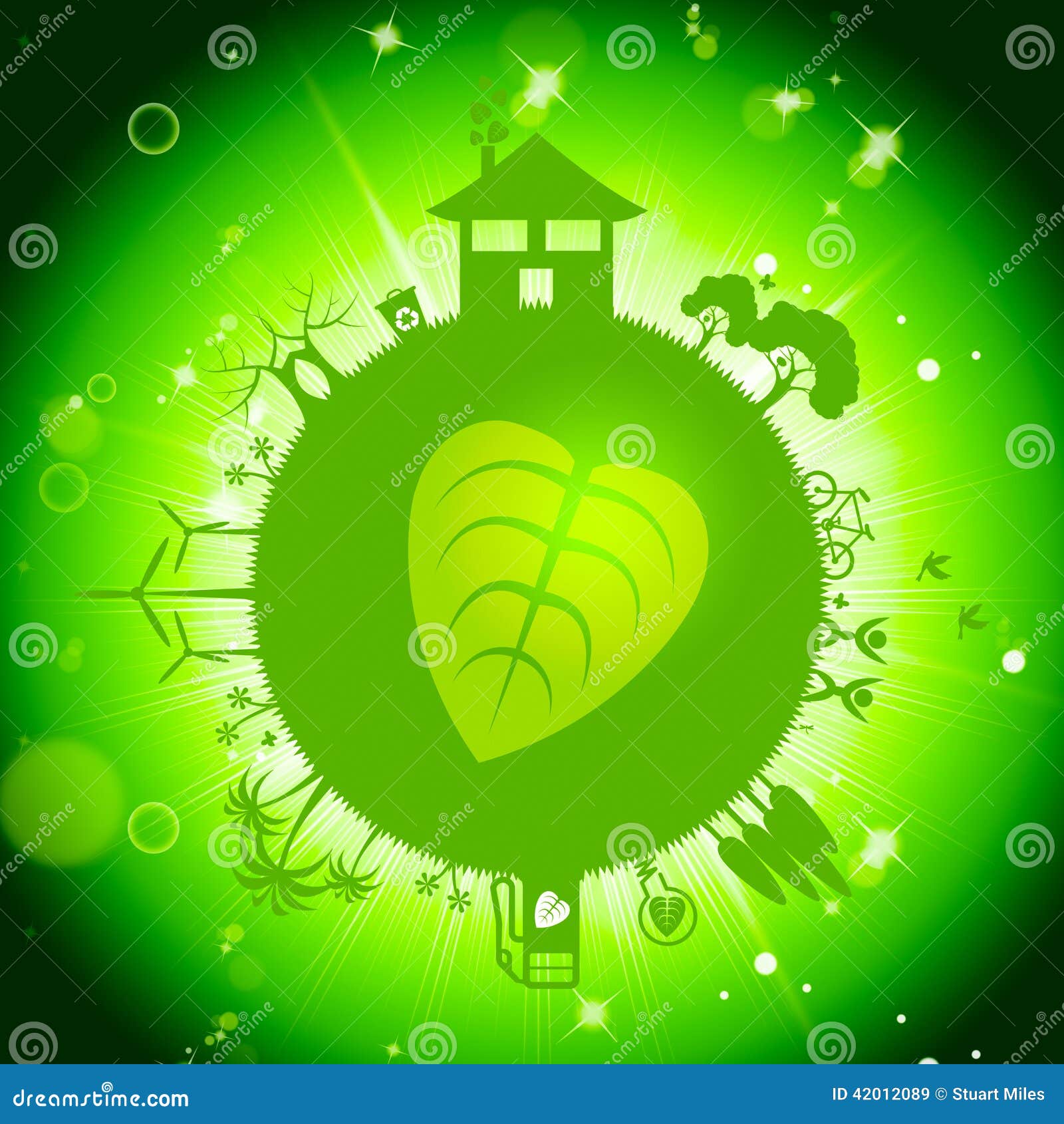 Planets Eco Represents Go Green and Cosmos Stock Illustration ...