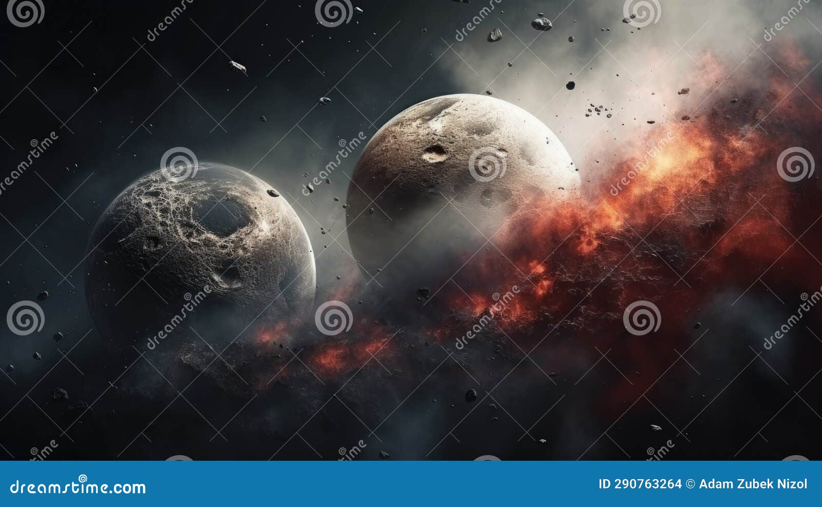 Planets and a fire stock illustration. Illustration of fireball - 290763264