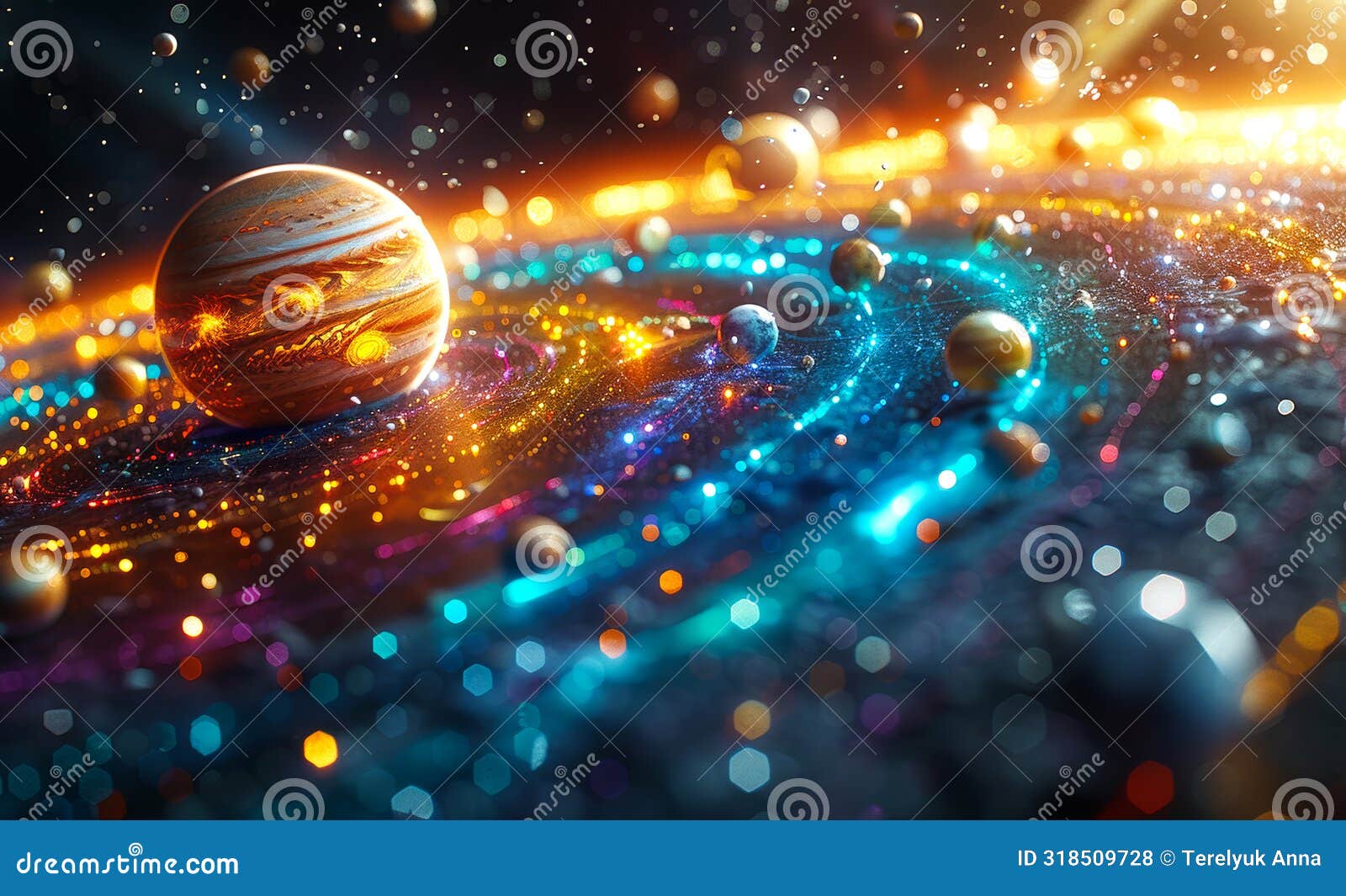 Planets And Galaxies Science. A Solar System With Each Planet ...