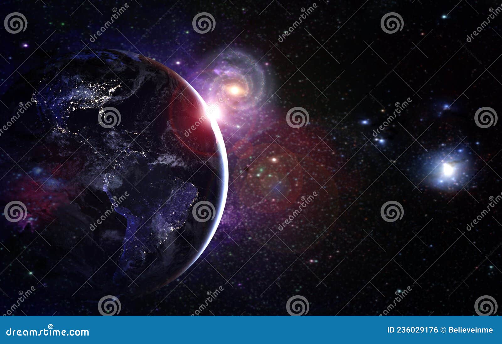 Planets and Galaxy in Outer Space. Stock Illustration - Illustration of ...