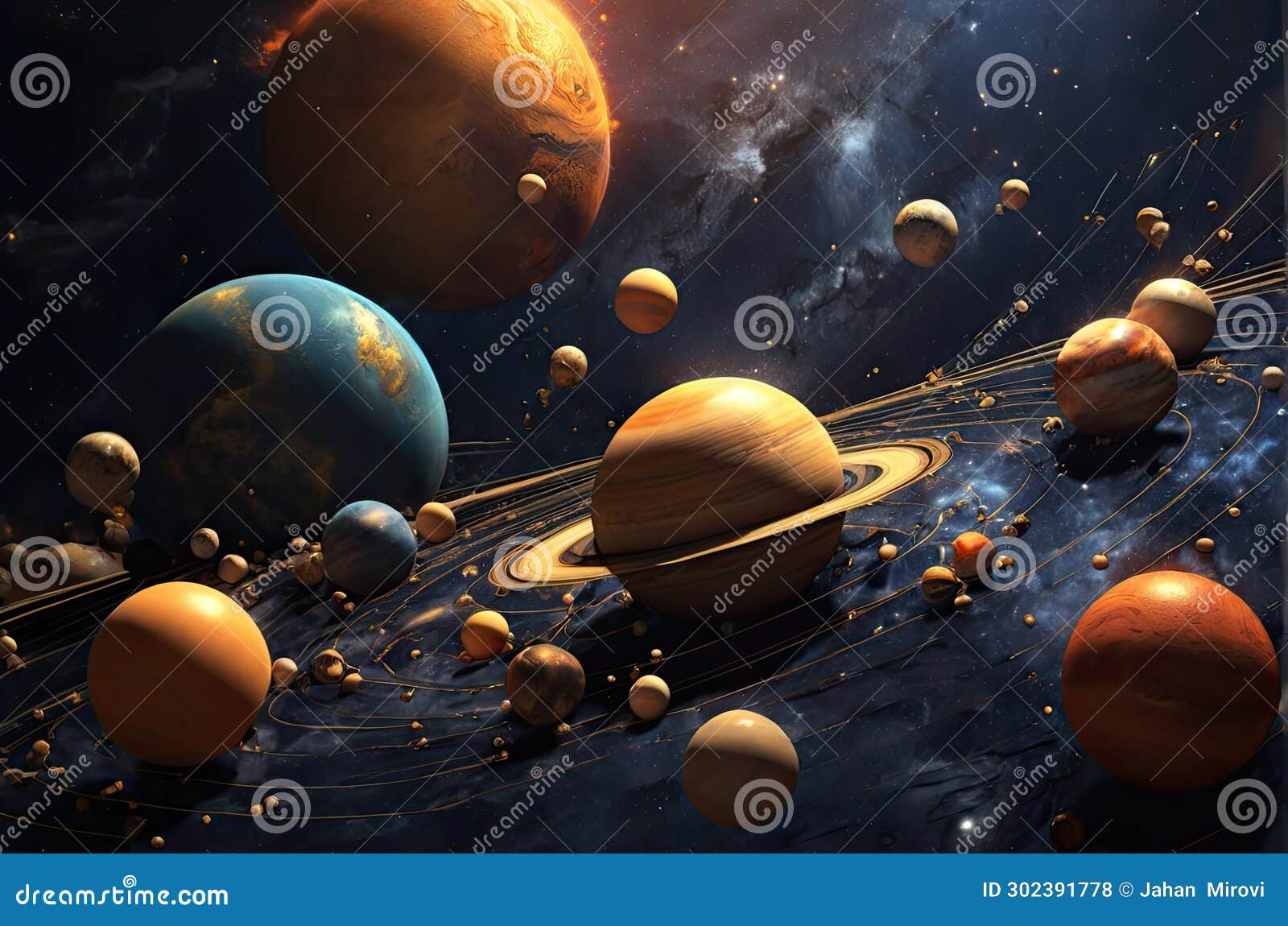Planets and Galaxy, Science Fiction Wallpaper, 3D Solar System Concept ...
