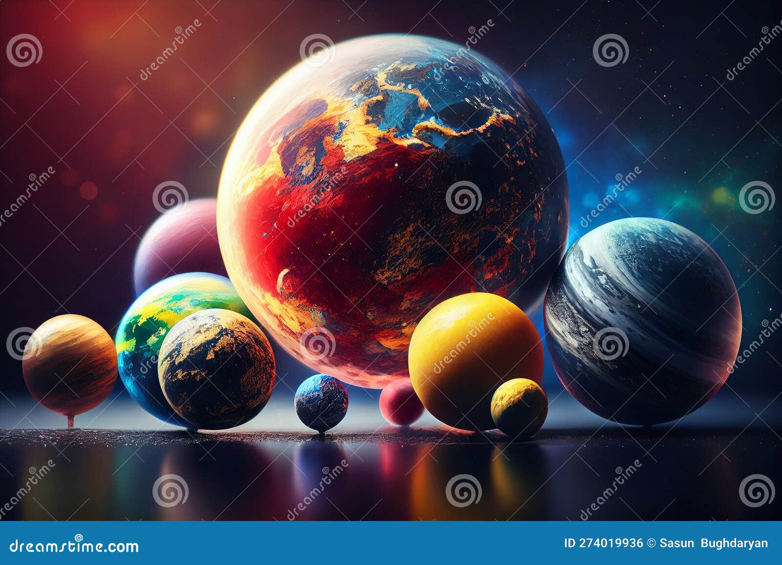 Planets and Galaxy. Solar System.generative Ai Stock Illustration ...