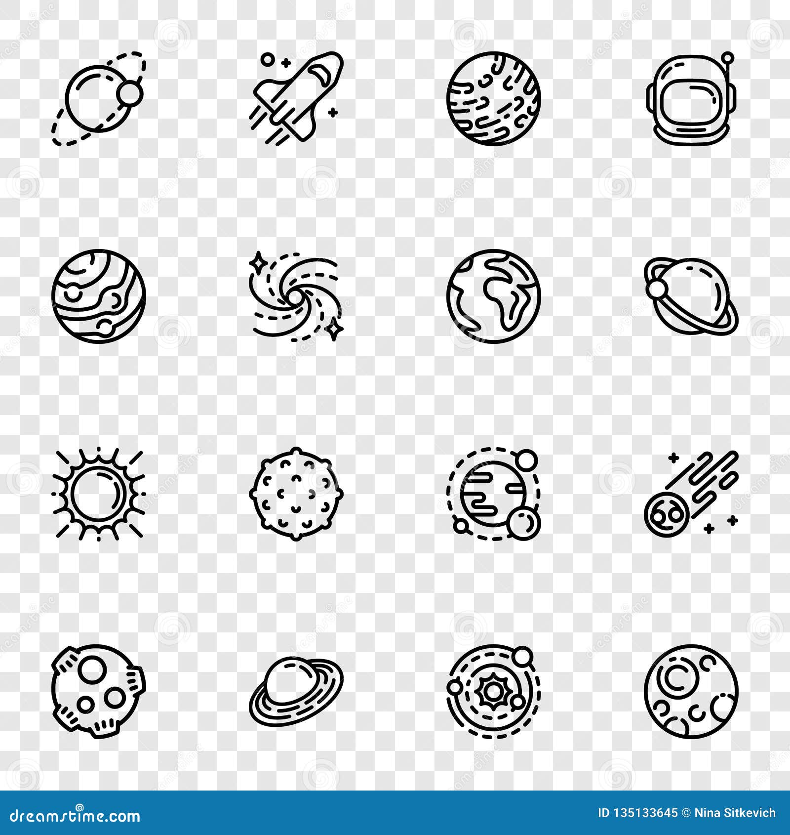 Planets Icon Set, Outline Style Stock Vector - Illustration of globe ... Planets Icon Set, Outline Style Stock Vector - Illustration of globe ...