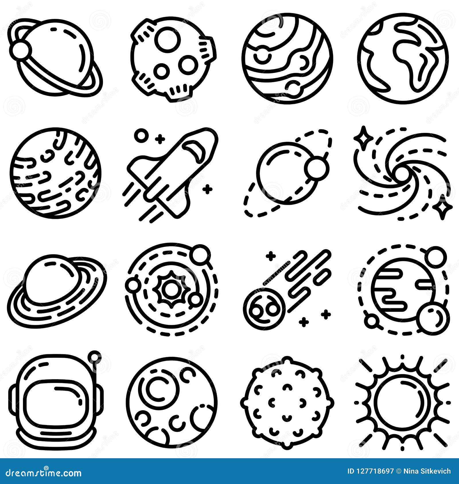 Planets Icon Set, Outline Style Stock Vector - Illustration of pluto ... Planets Icon Set, Outline Style Stock Vector - Illustration of pluto ...