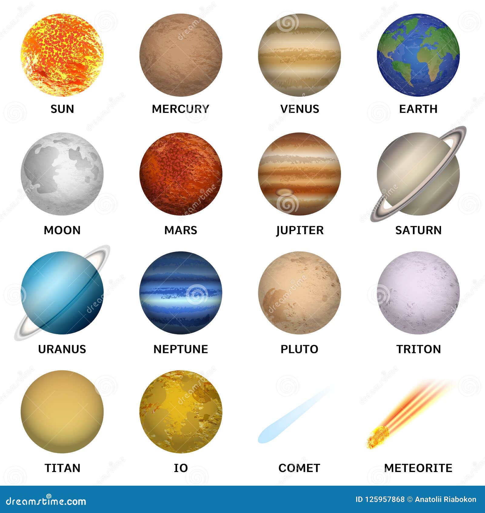 Planets Icon Set, Realistic Style Stock Vector - Illustration of plant ...