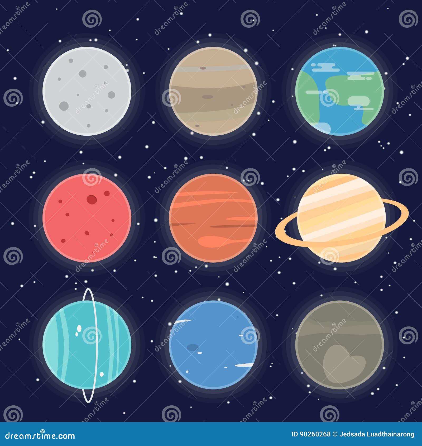 Planets Icon of Solar System Stock Vector - Illustration of color ...