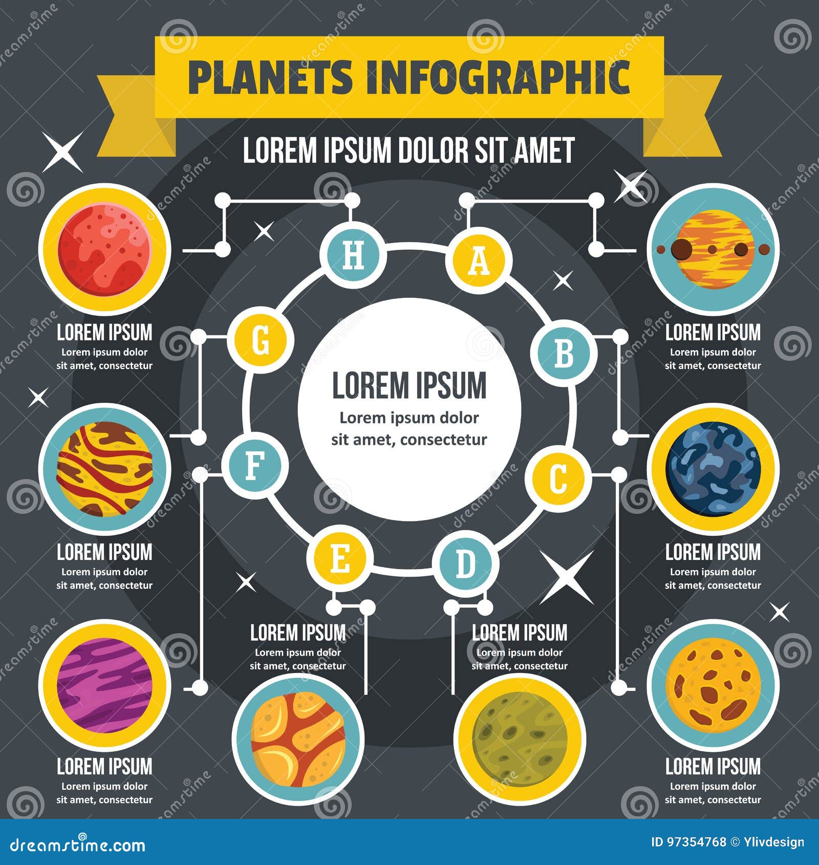 Planets Infographic Concept, Flat Style Stock Vector - Illustration of ...