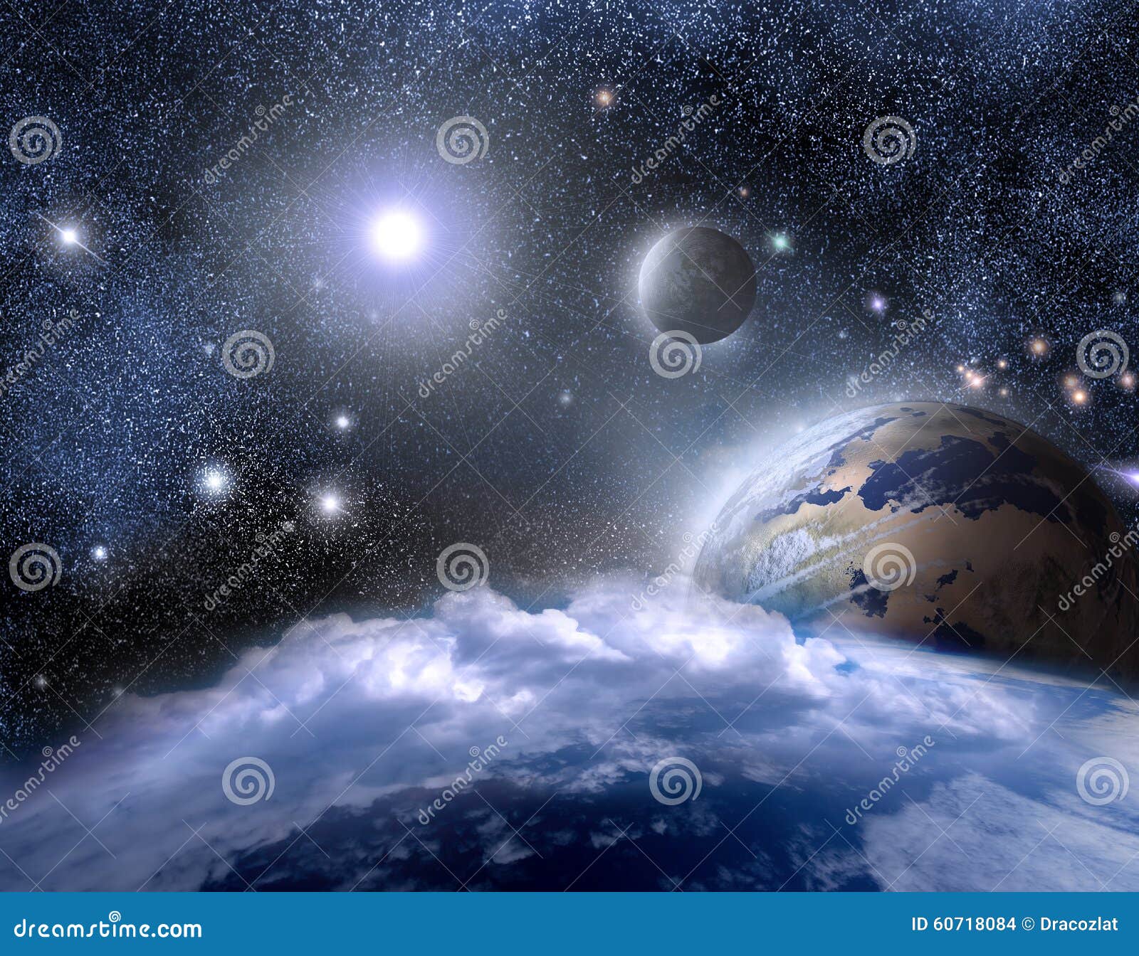 Planets of Life and Moon stock illustration. Illustration of science ...