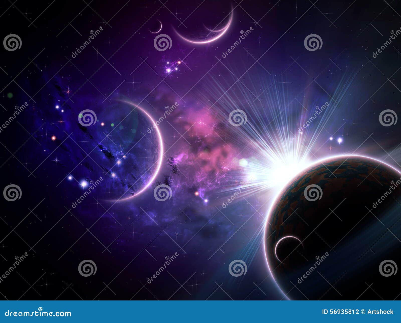 Planets and Nebulas stock illustration. Illustration of dust - 56935812