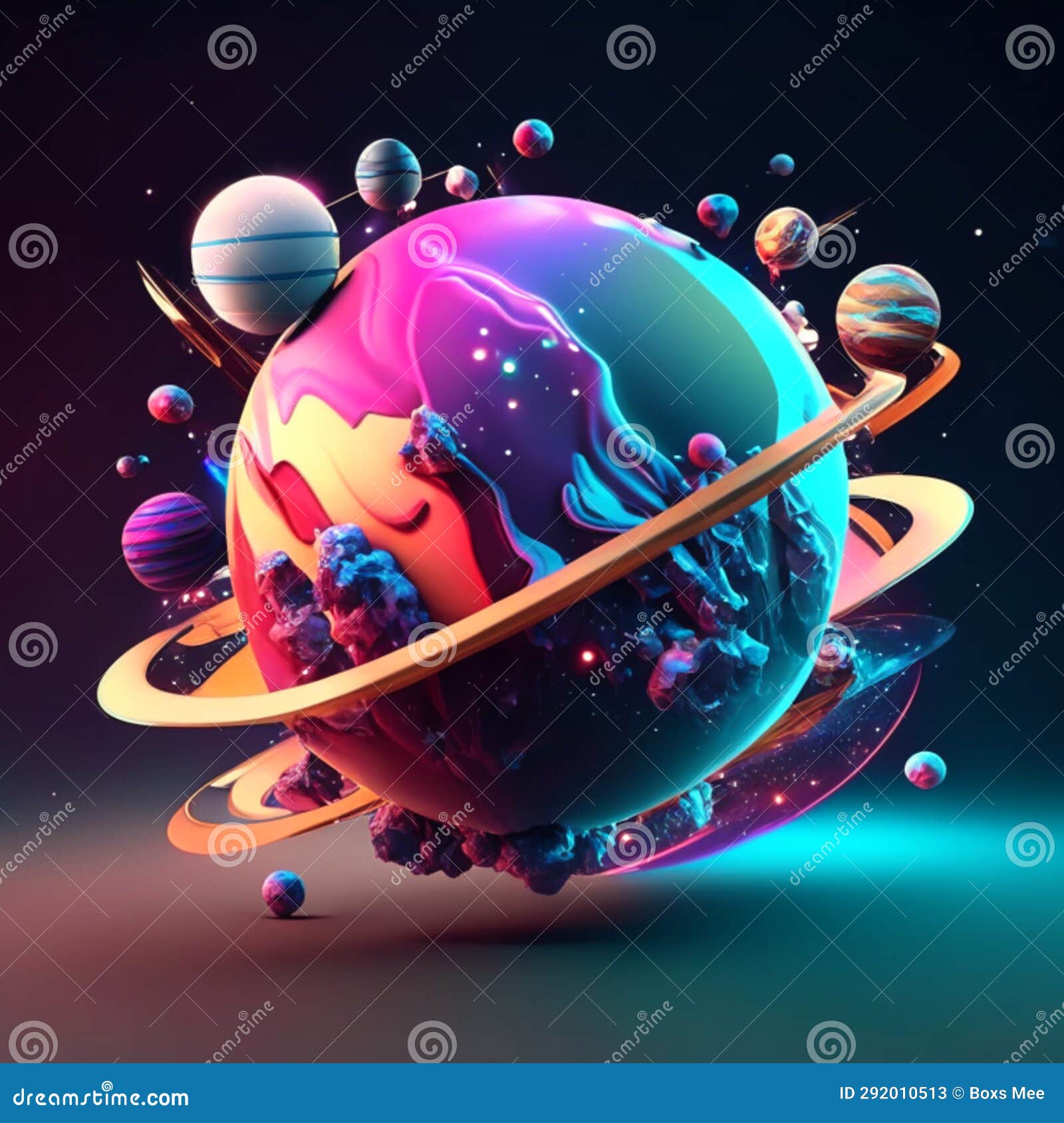 Planets in Outer Space. Colorful 3d Vector Illustration Stock ...