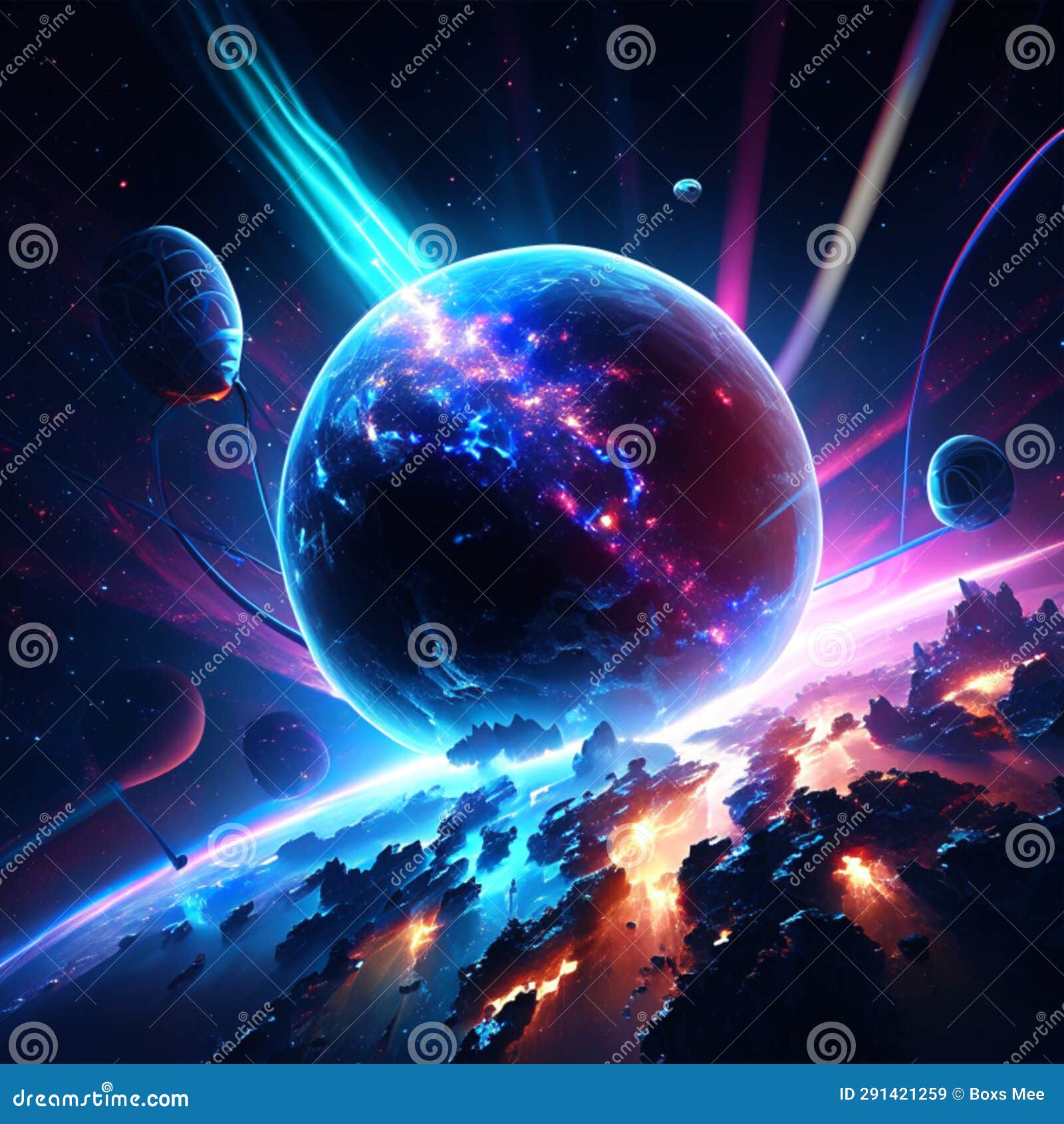 Planets in Outer Space. Science Fiction Art Stock Illustration ...