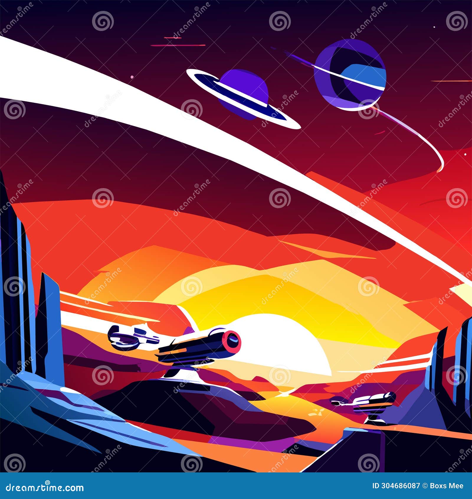 Planets in the Outer Space. Vector Illustration in Cartoon Style Stock ...
