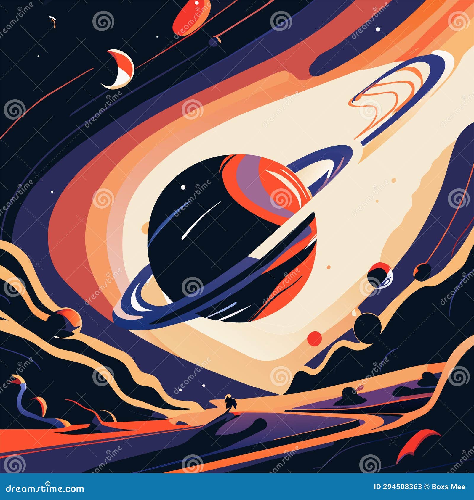 Planets in Outer Space. Vector Illustration in Cartoon Style. Space ...
