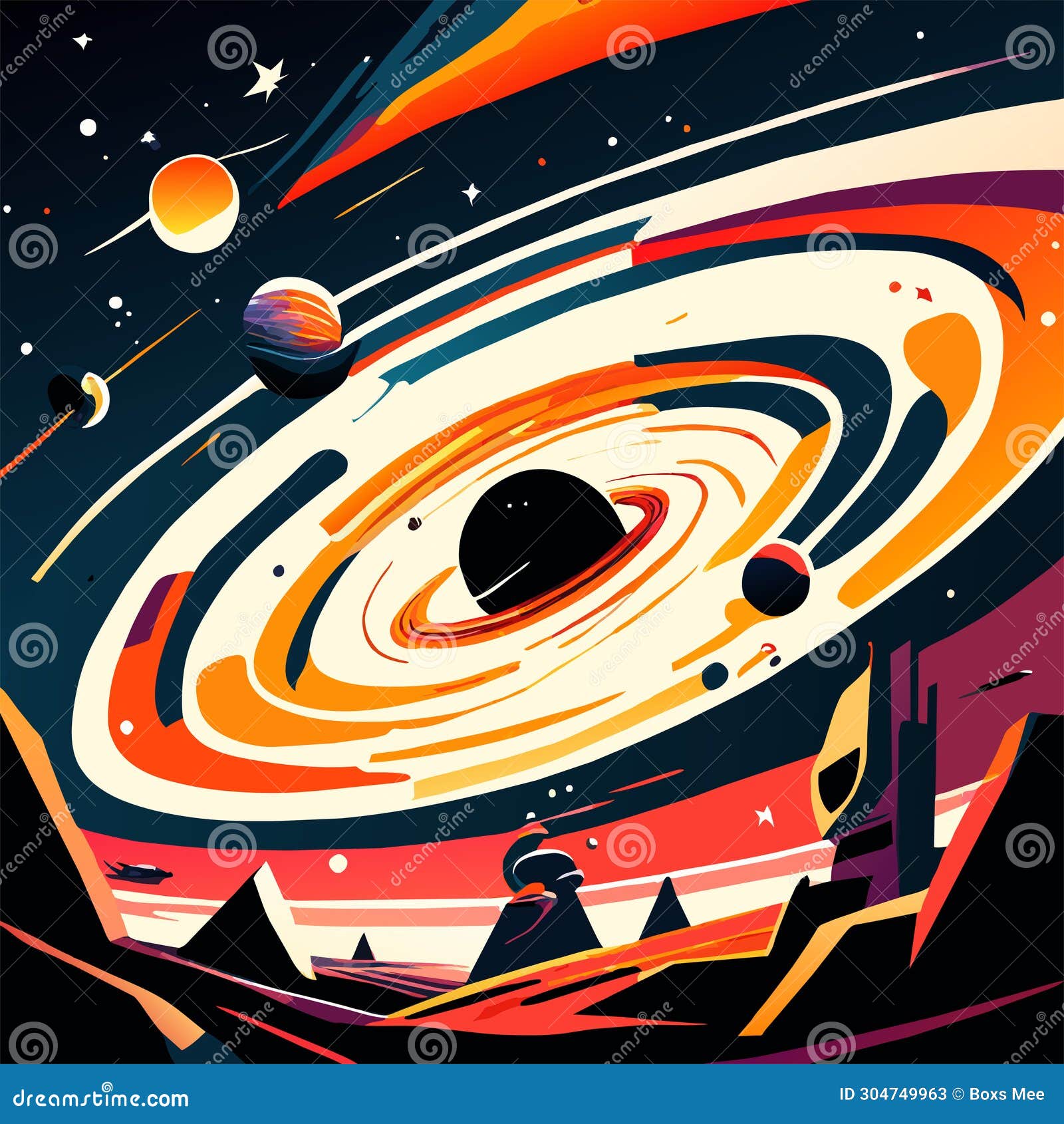 Planets in Outer Space. Vector Illustration for Your Graphic Design ...