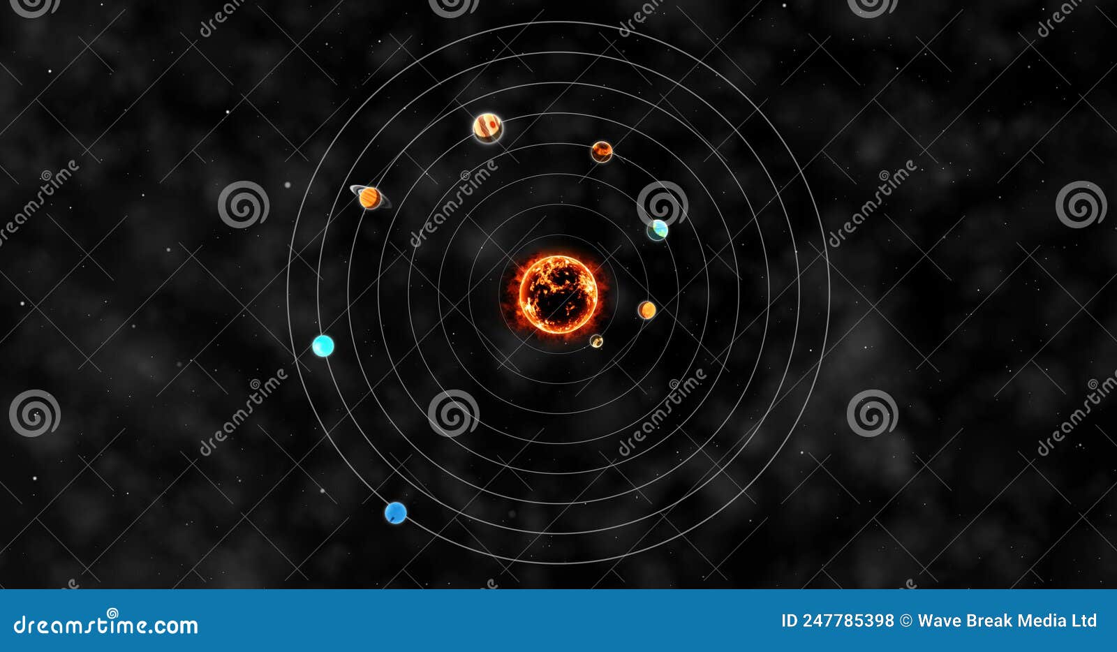 Planets Revolving Around the Sun Stock Illustration - Illustration of ...