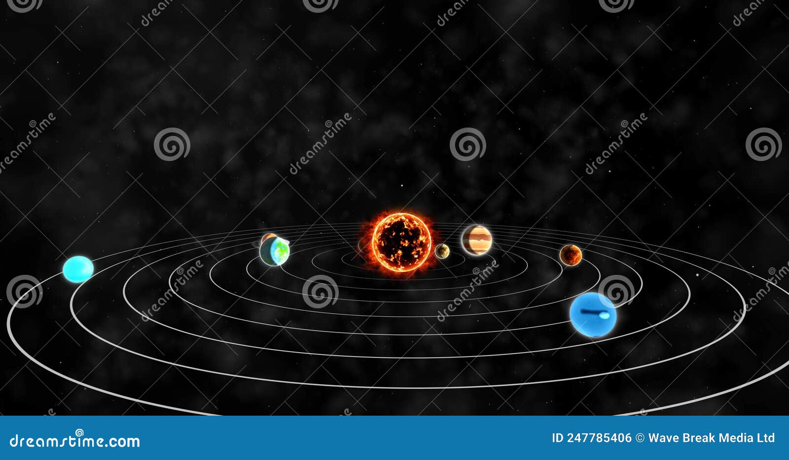 Planets Revolving Around the Sun Stock Illustration - Illustration of ...
