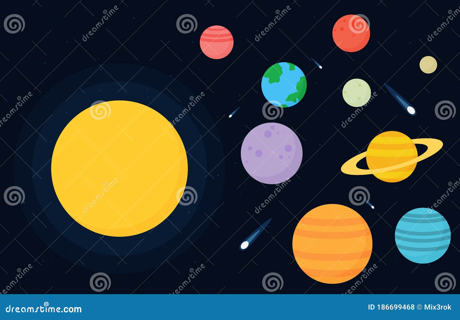 Planets Set of the Solar System. Simple Flat Stock Vector ...
