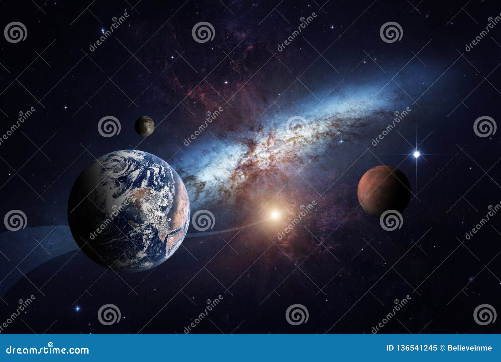 Planets of the Solar System Against the Background of a Spiral Galaxy ...