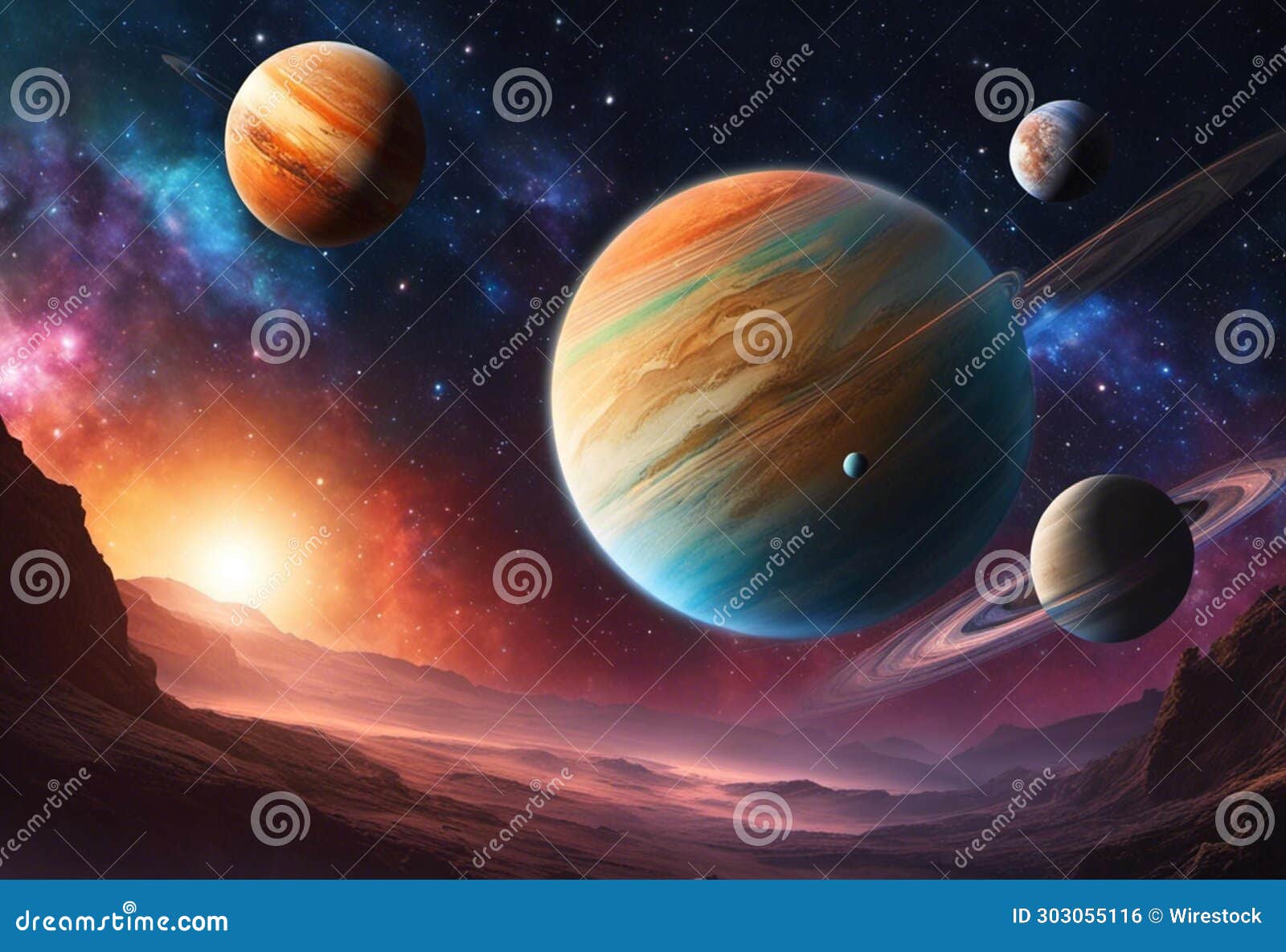 Planets of the Solar System, AI-generated. Stock Illustration ...