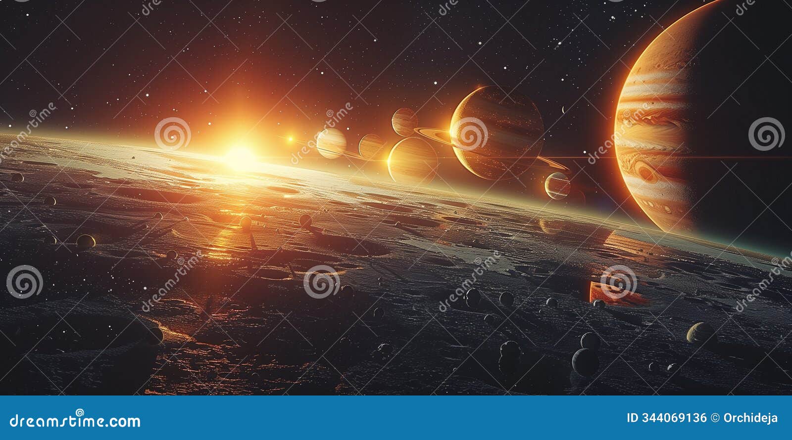 Planets in the Solar System Aligning in Space in a Stylized ...