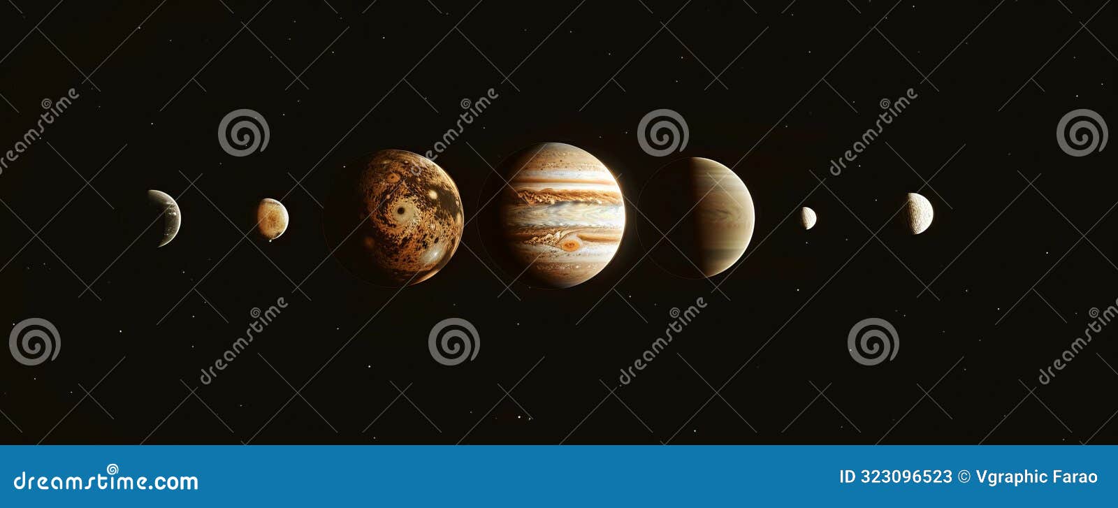 Planets of the Solar System in Alignment with Black Starry Background ...
